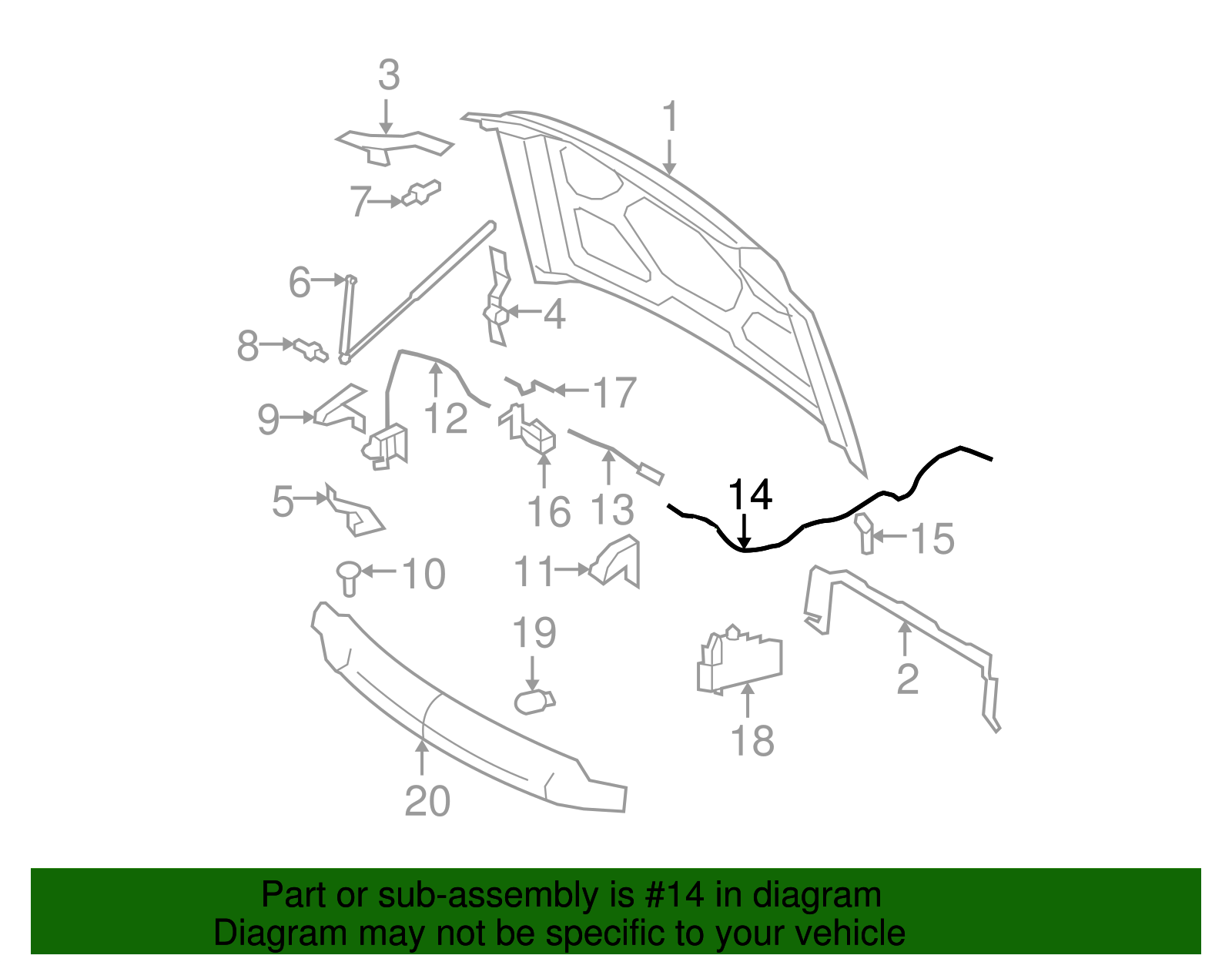 7C3Z-16916-B - Release Cable 2008-2010 Ford | Big 3 Auto Parts