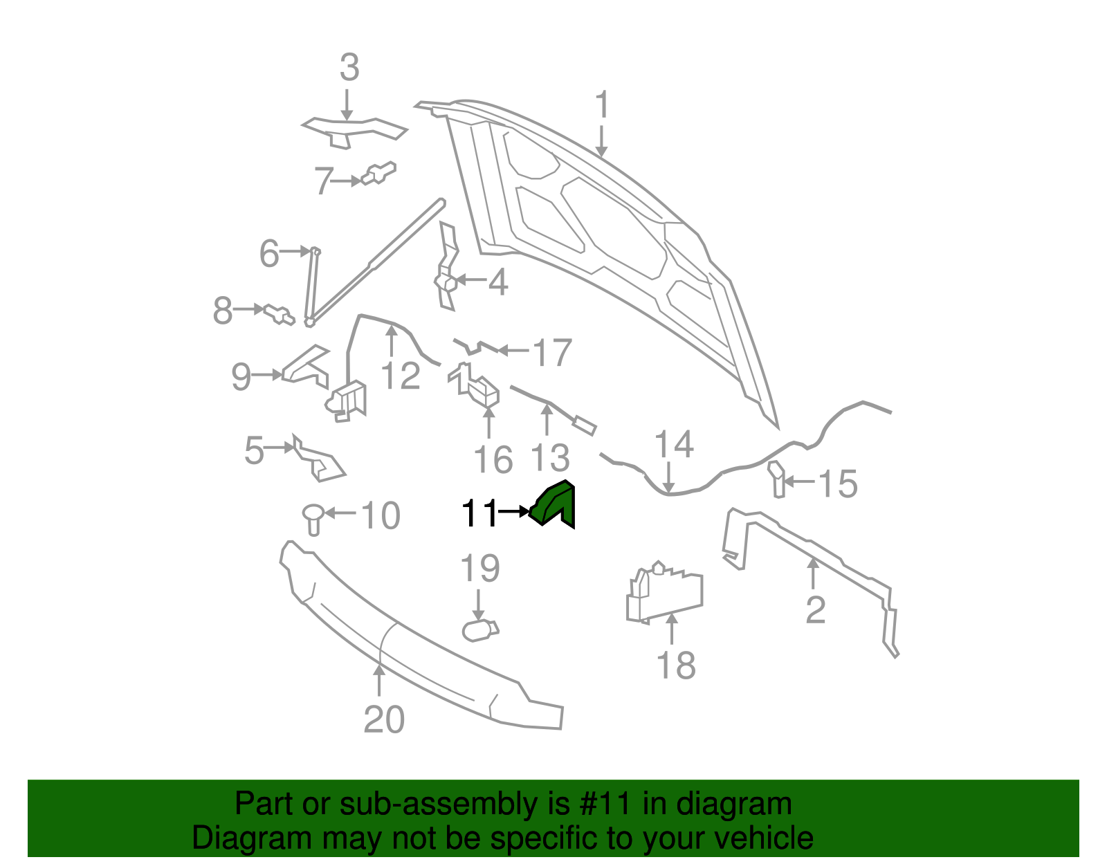 8C3Z-16758-A - Ford Hood Bumper 2008-2010 Ford | Performance Auto Parts