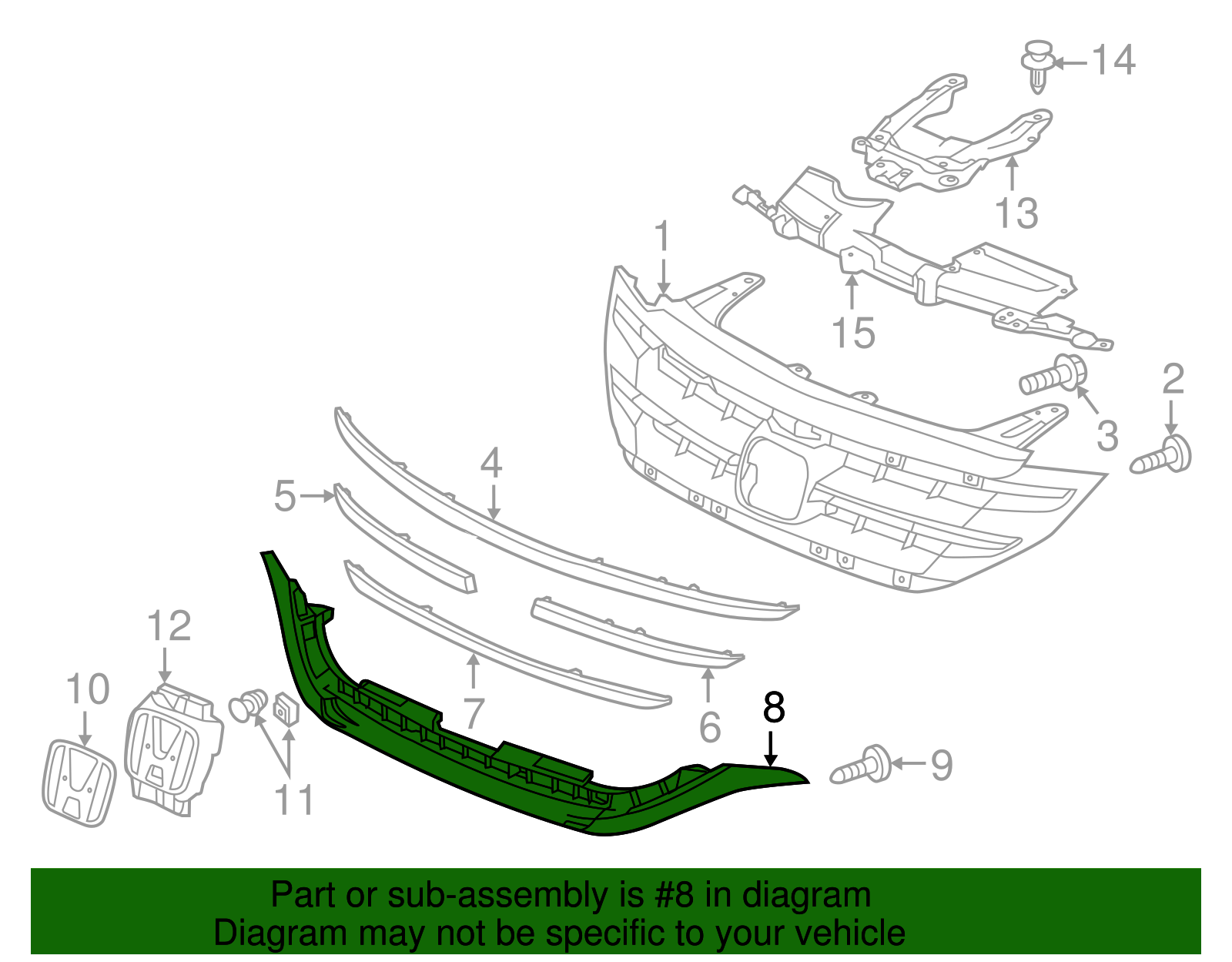 71127-T0A-003 - Grille Surround 2012 Honda CR-V | Honda Parts Online