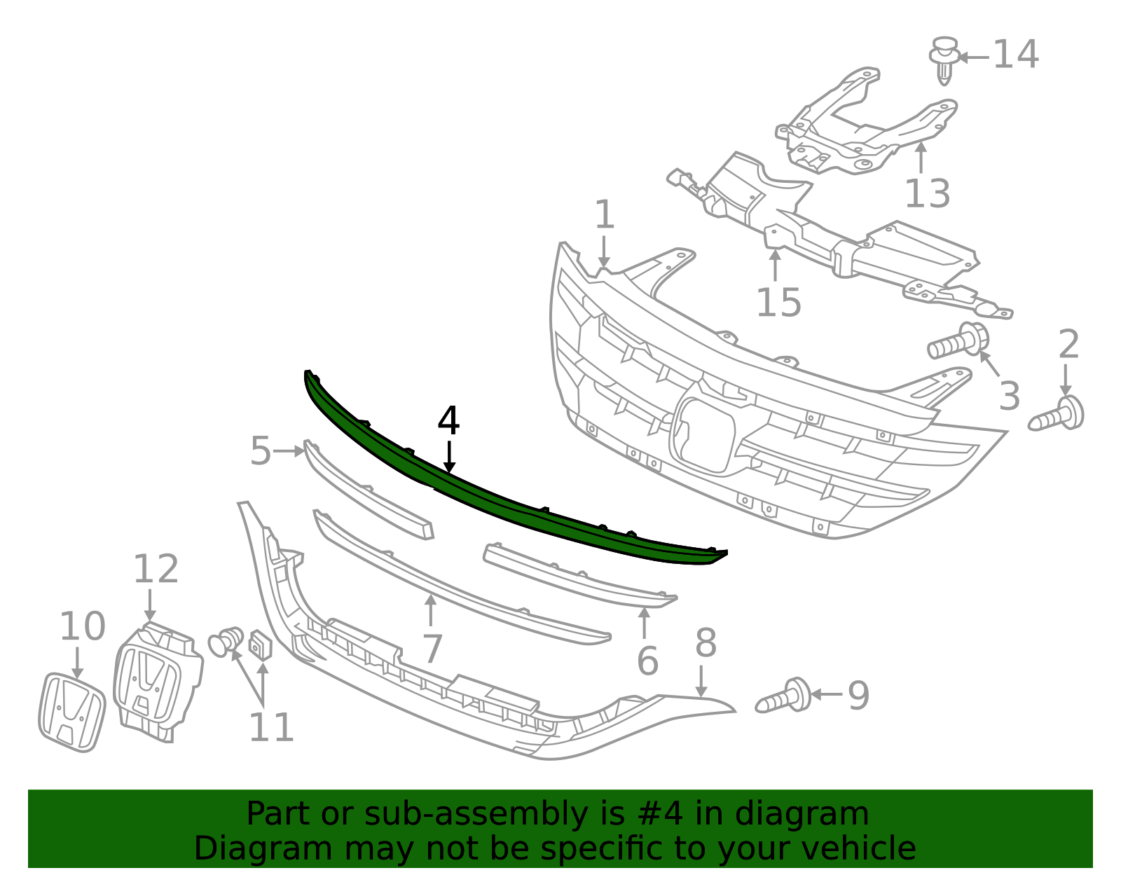71122-T0A-003 - 2012 Honda CR-V - Molding Front Grille (Upper) | Honda ...