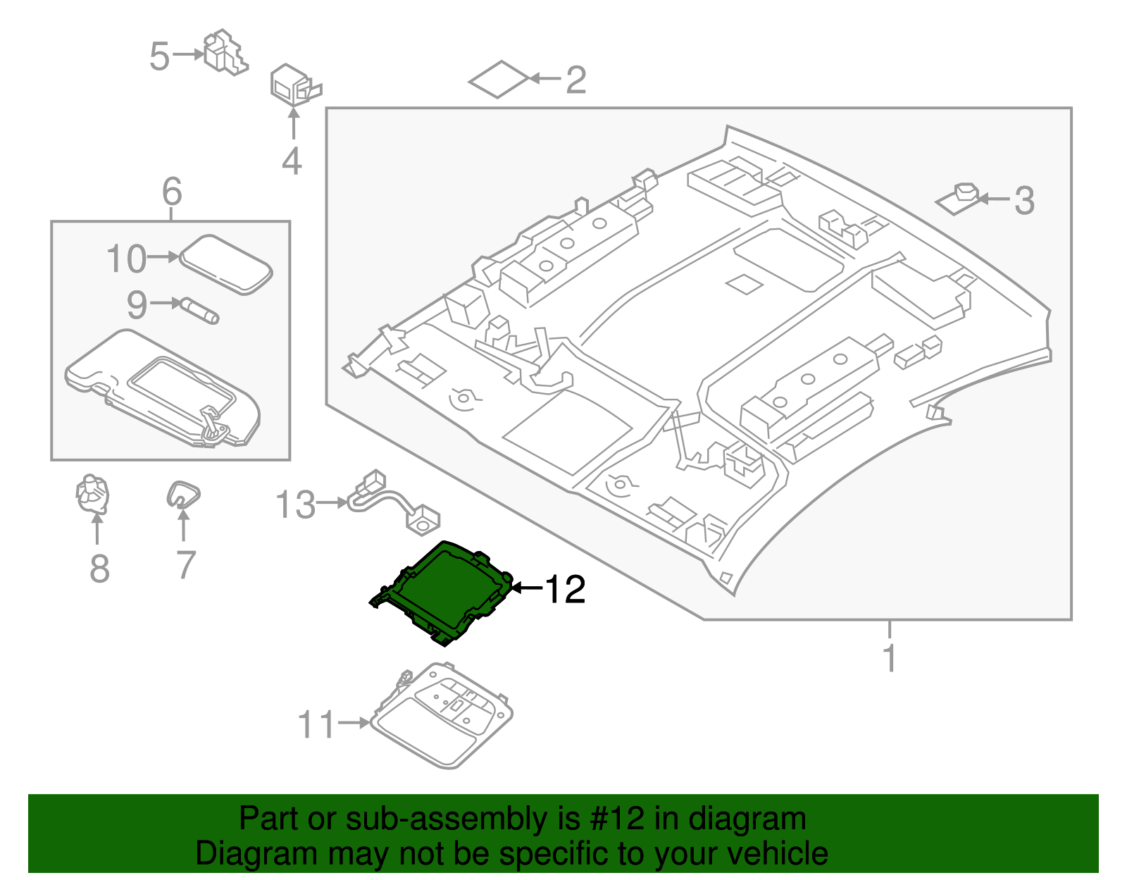 2017-2020 Infiniti Q60 Map Lamp Assembly Mount Bracket 26428-5CA0A ...