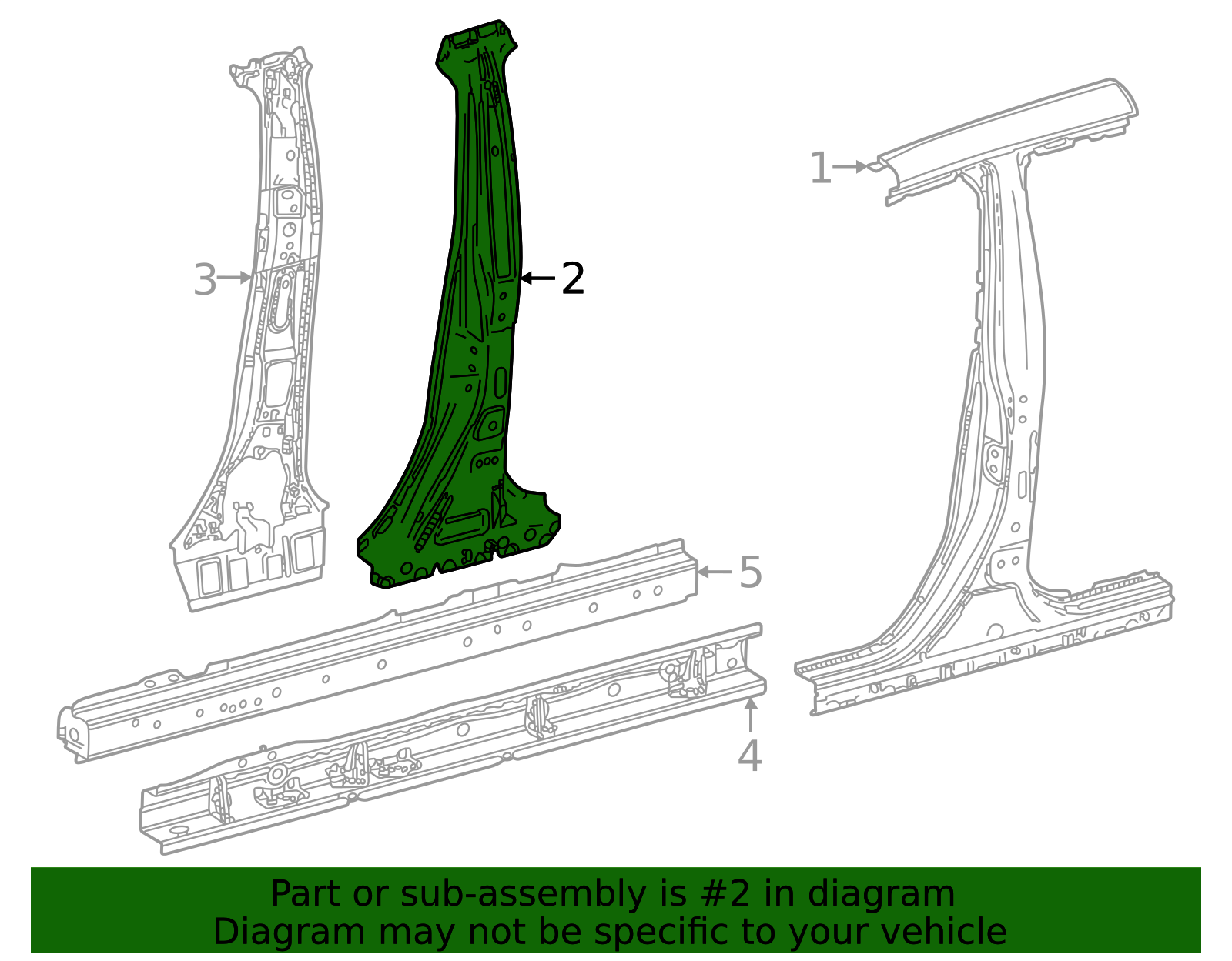 2023-2025 Toyota bZ4X Center Pillar Reinforced 61037-42908 | Toyota ...