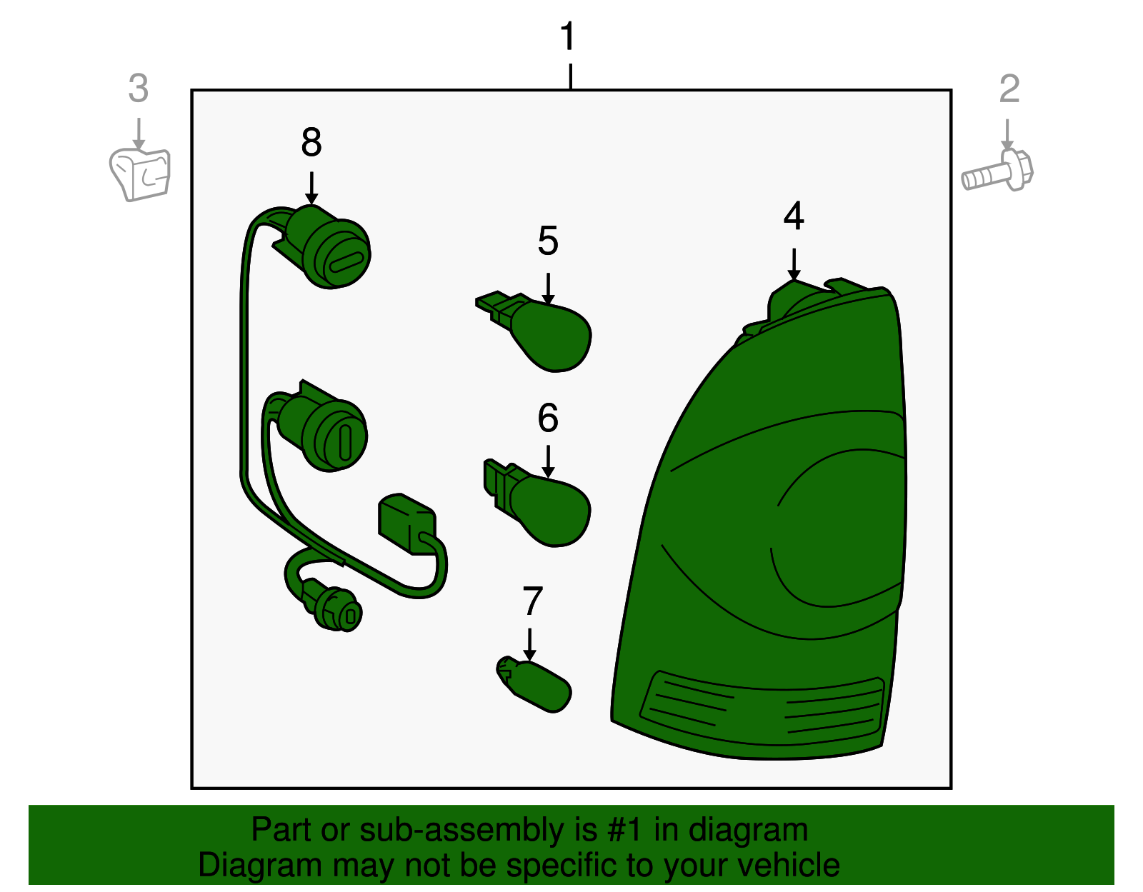 2009-2015 Toyota Tacoma Tail Lamp Assembly - PASSENGER SIDE 81550-04160 ...