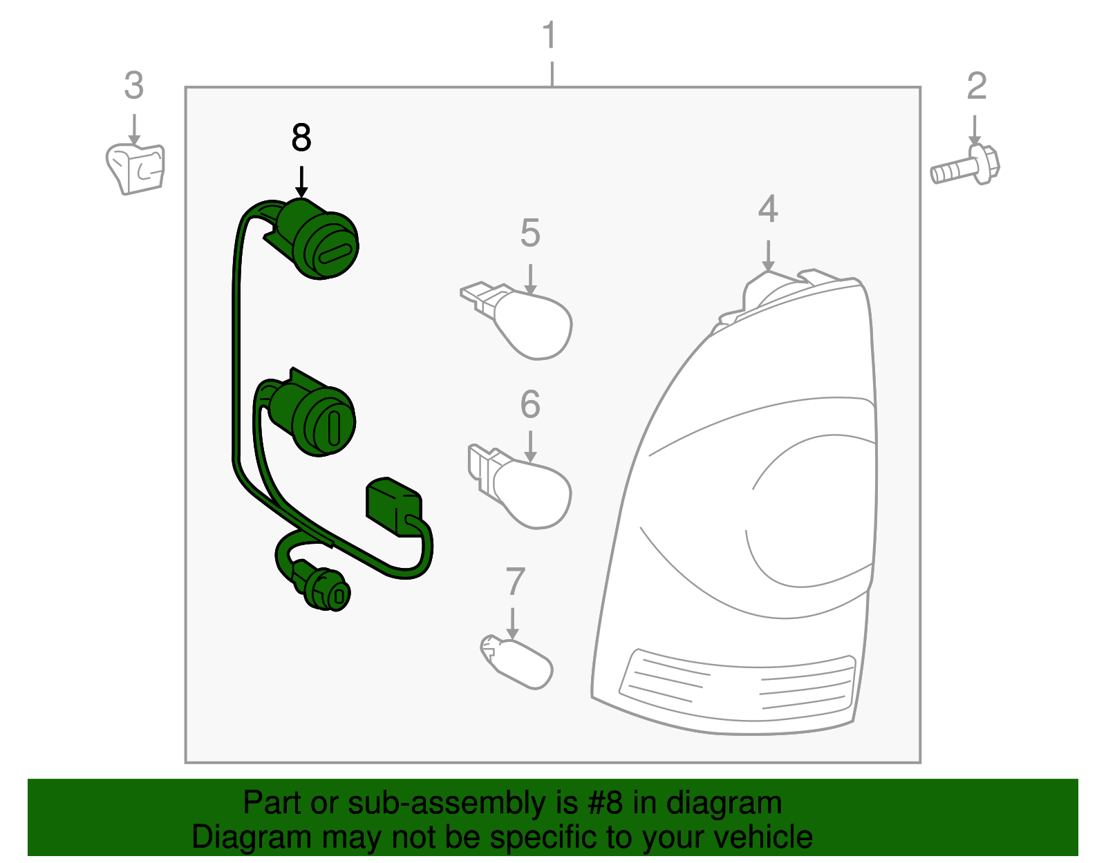 2005-2015 Toyota Tacoma Tail Light Socket (Left, Right, Rear) 81555 ...