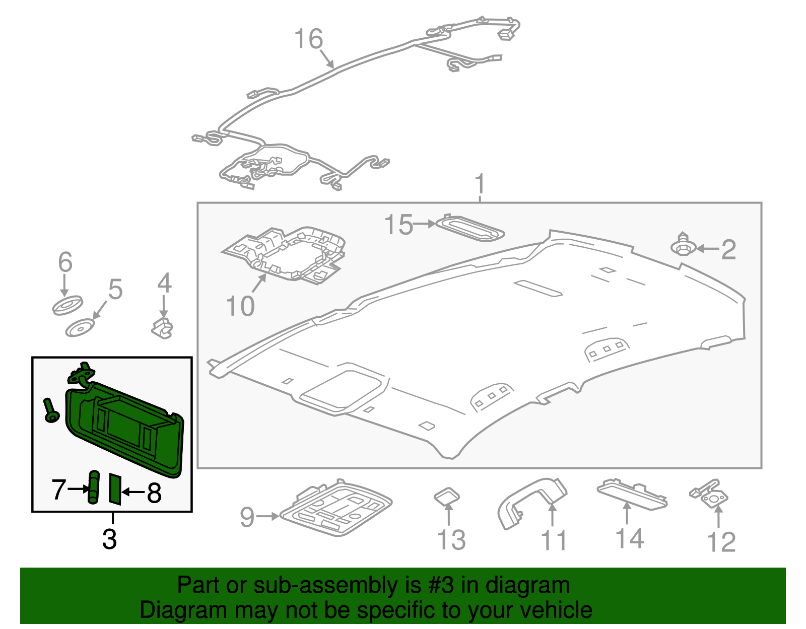 2014-2020 Chevrolet Impala Light Titanium Driver Side Sun Visor ...