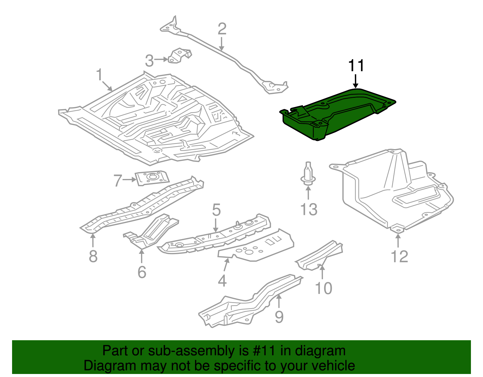 Genuine Toyota Under-Body Shield part# 58723-0E040 for 2011-2013 Toyota ...