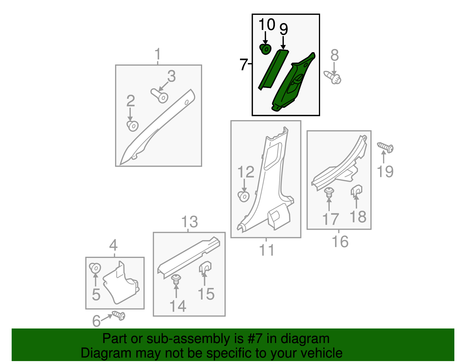 Hyundai - 85830-3S100-TX - Door Pillar Post Trim Set - 2011-2015 ...