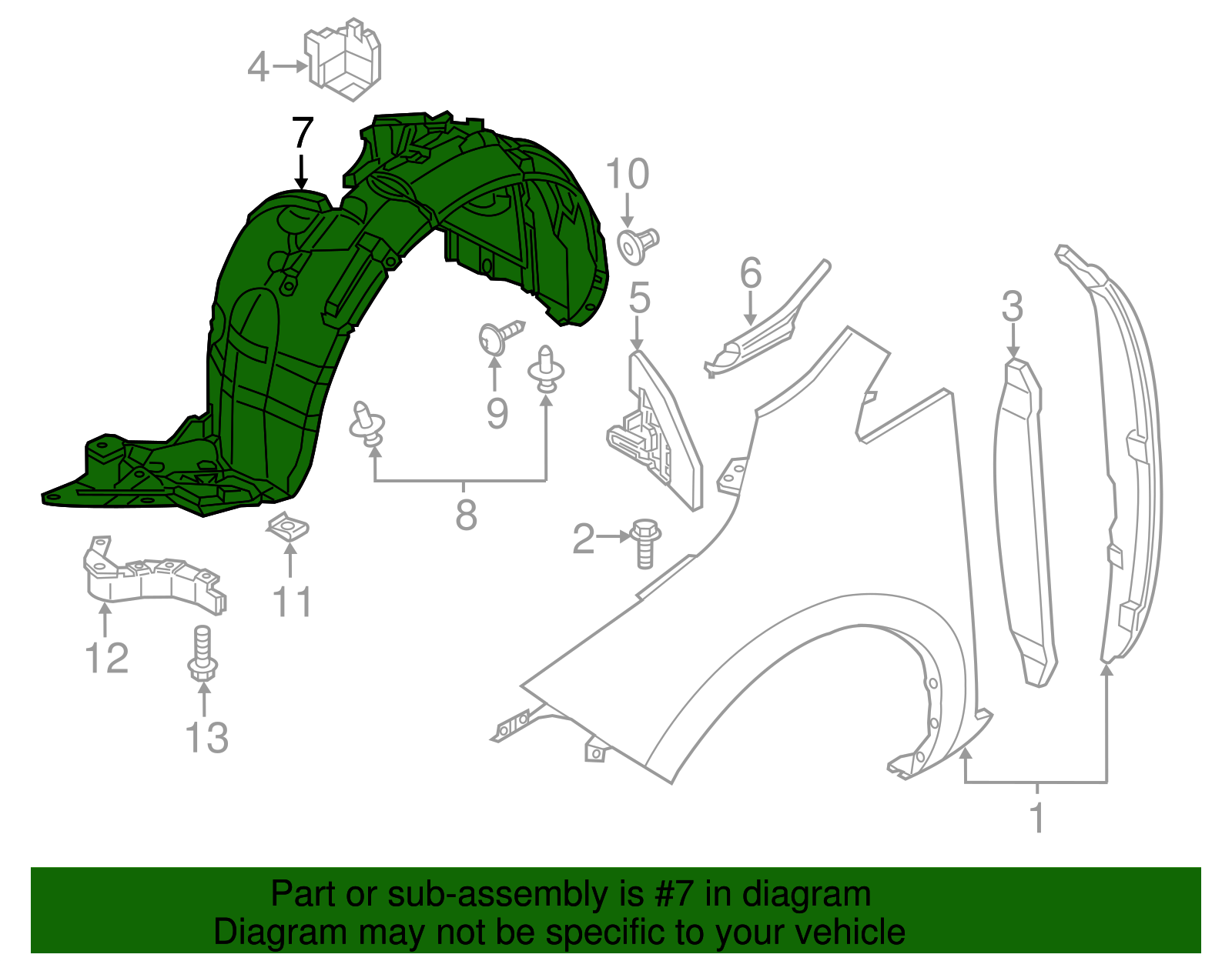 2011-2012 Nissan LEAF Fender Liner 63842-3NA0A | Scott Evans Nissan Parts