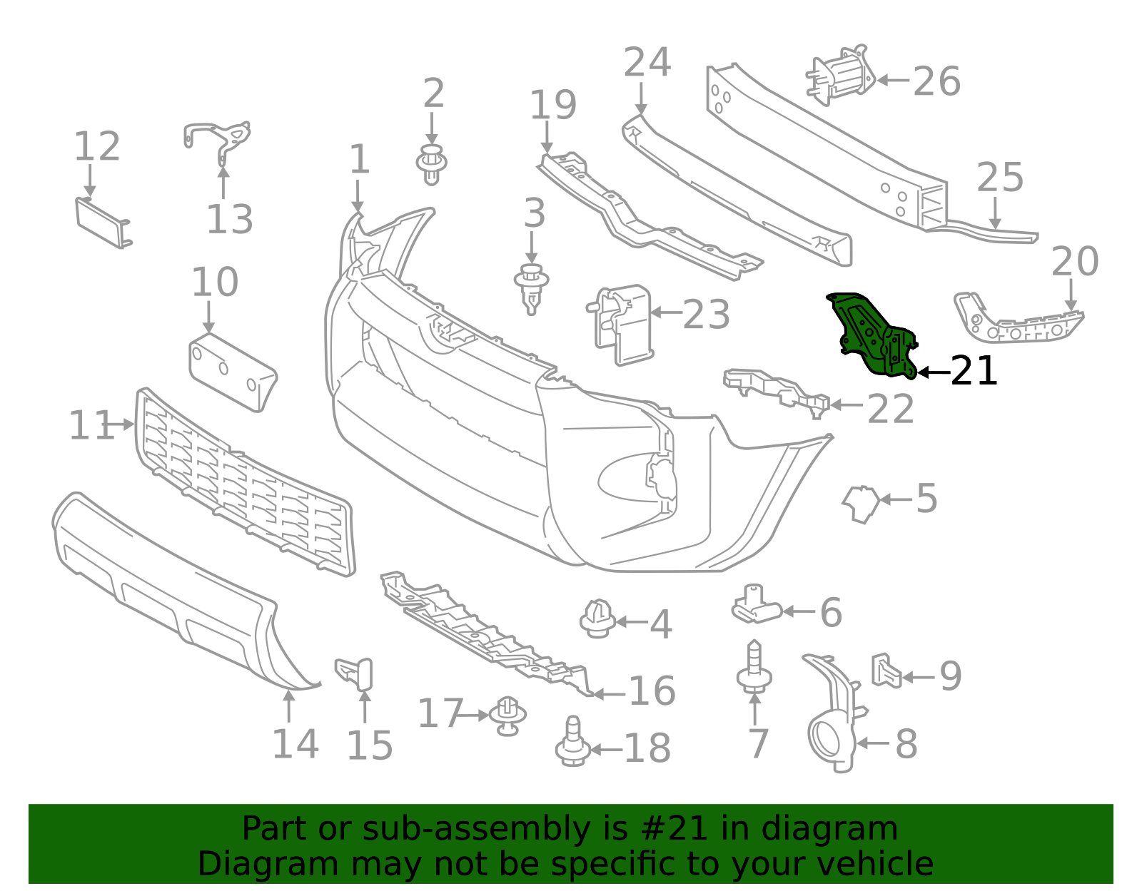 Toyota Bumper Cover Support Rail Bracket (Left, Front) Part# 5210335110 ...