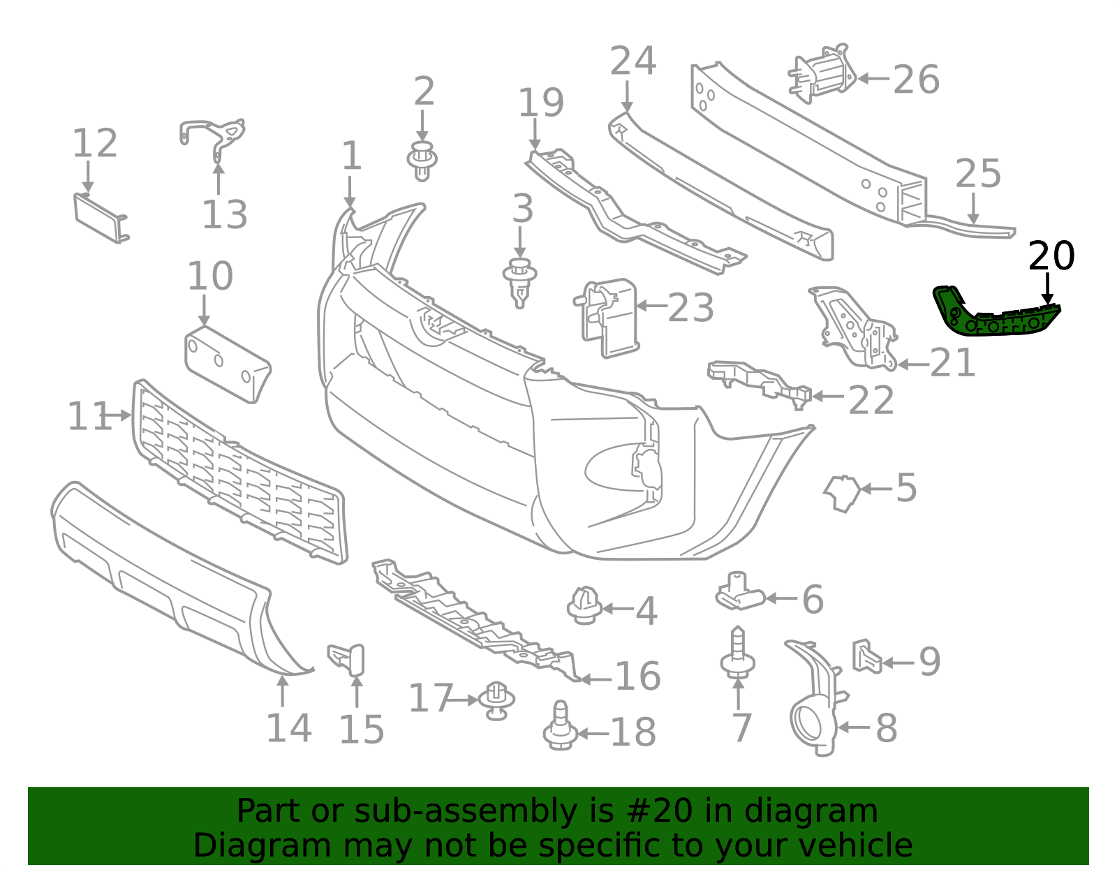 2014-2024 Toyota 4Runner Bumper Cover Support Rail (Right, Front) 52115 ...