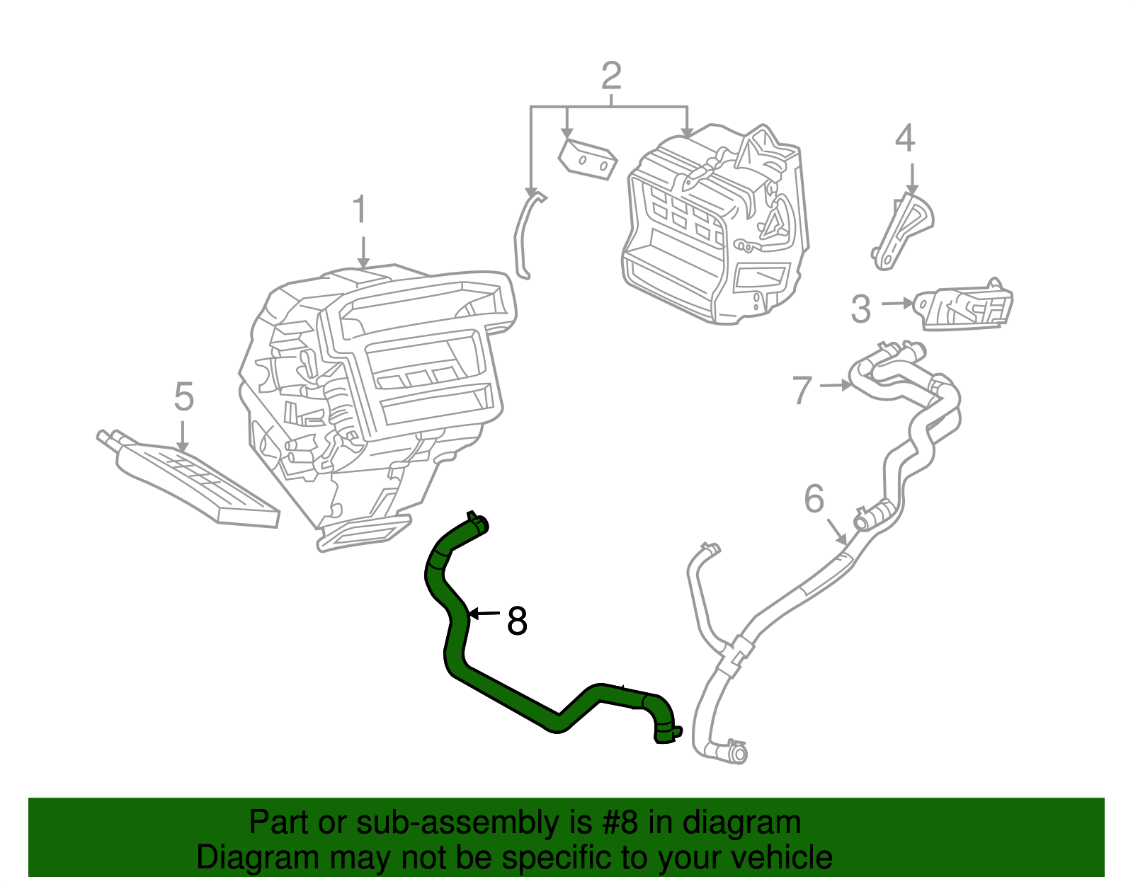 2004-2008 Ford | HVAC Heater Hose | 5L8Z-18C553-A | Walls' Ford Parts
