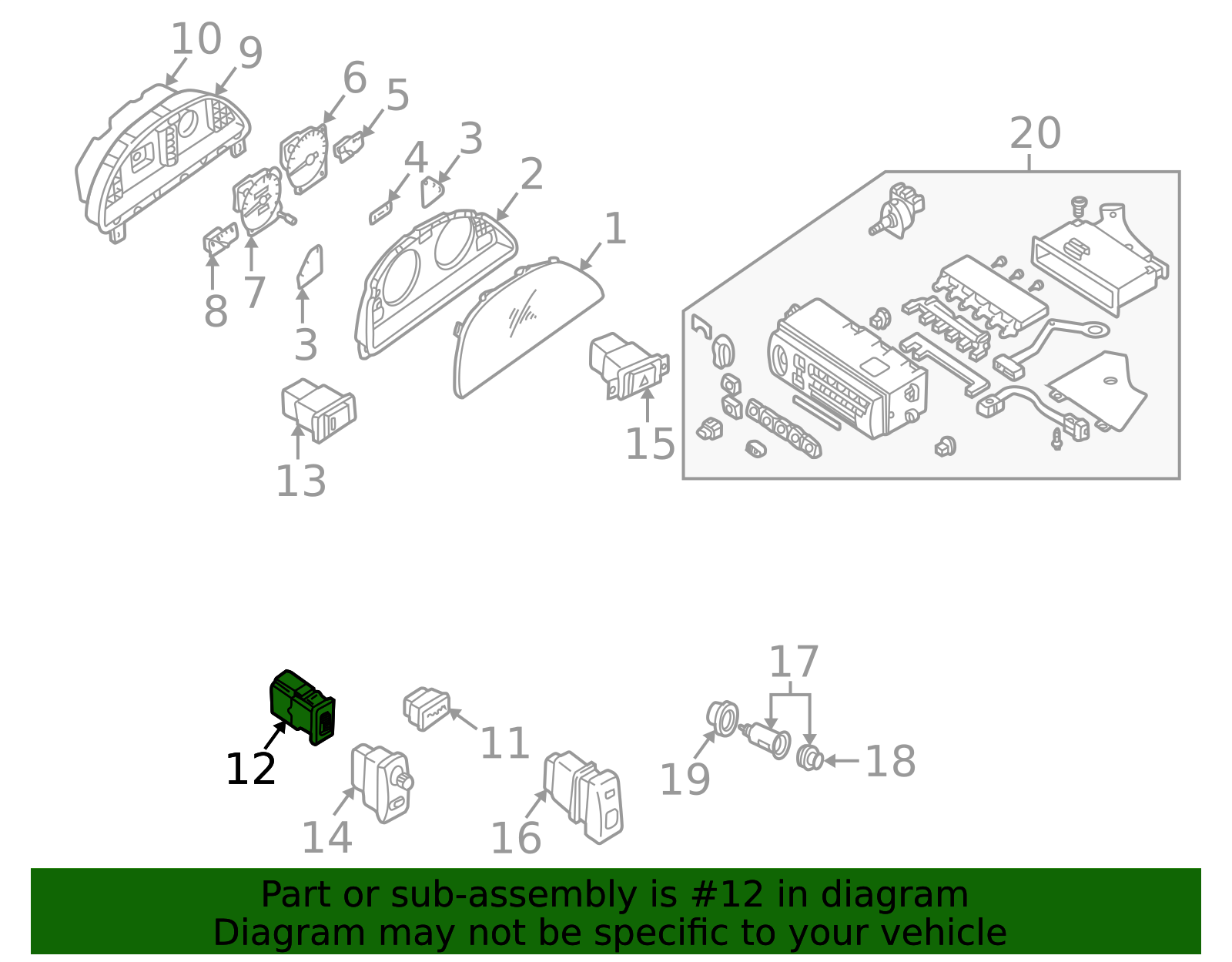 25980-4B000 - Instrument Light Rheostat - Nissan OEM Parts Direct