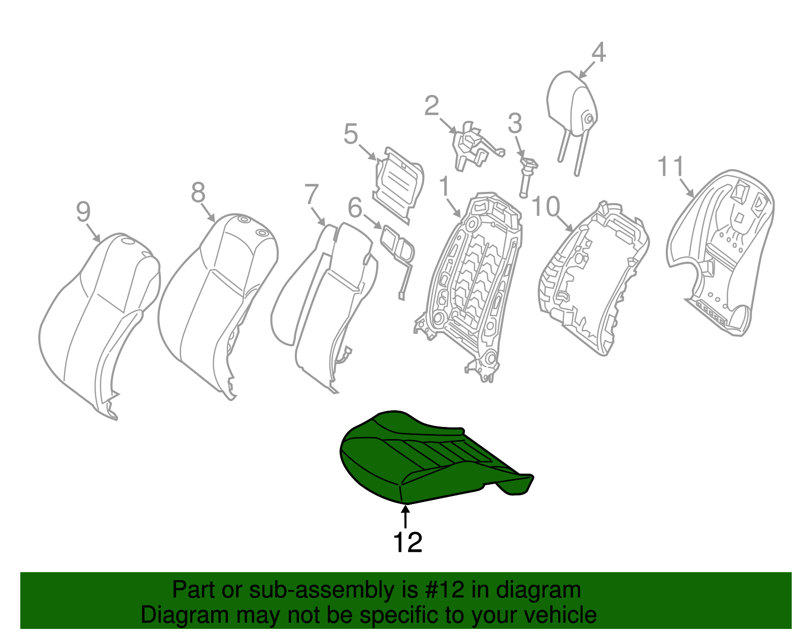 205-910-37-20-9G60 - Cushion Assembly 2015-2022 Mercedes-Benz ...