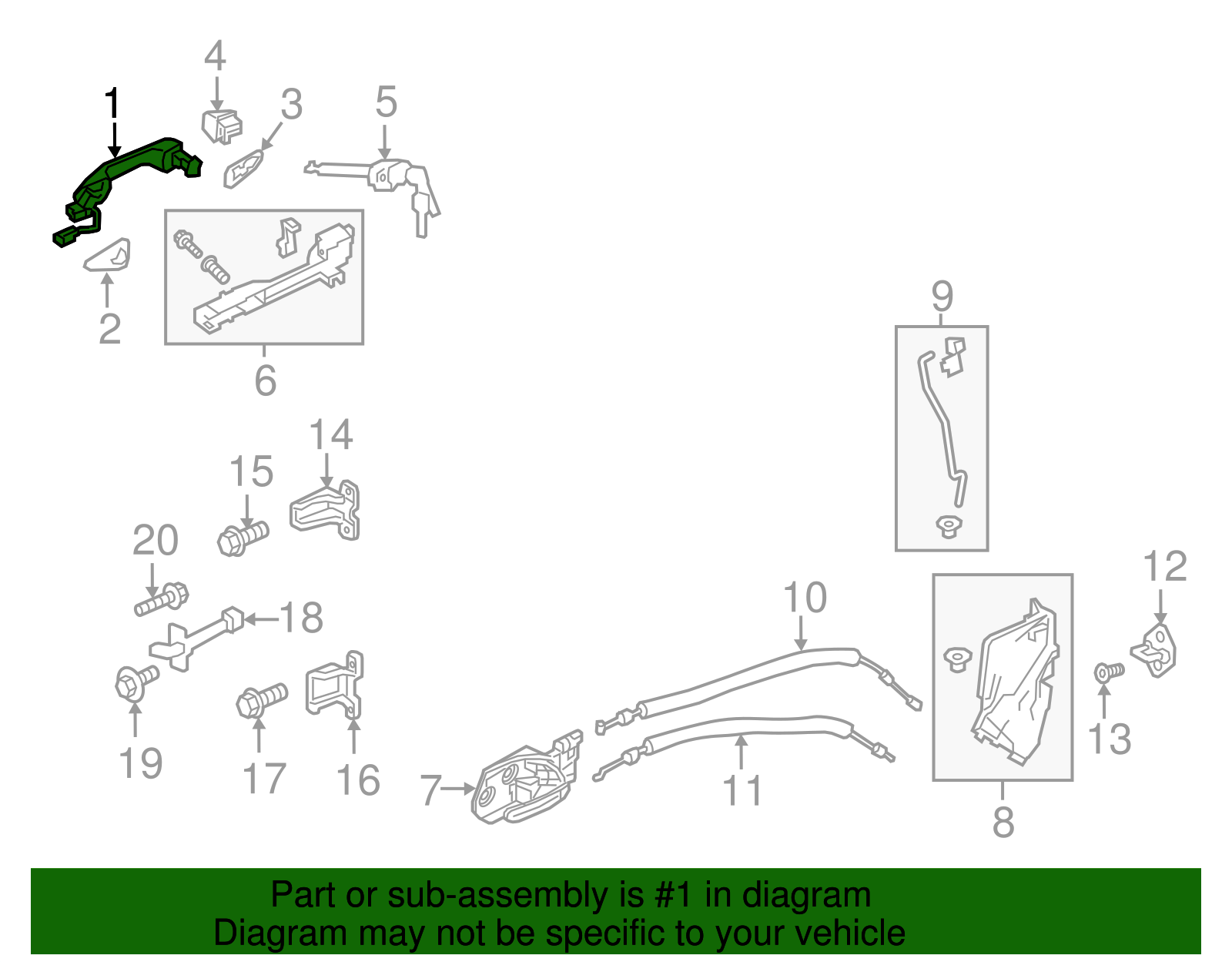72141-TG7-A81ZL - 2017-2019 Honda Ridgeline - Handle R Front *G537M ...