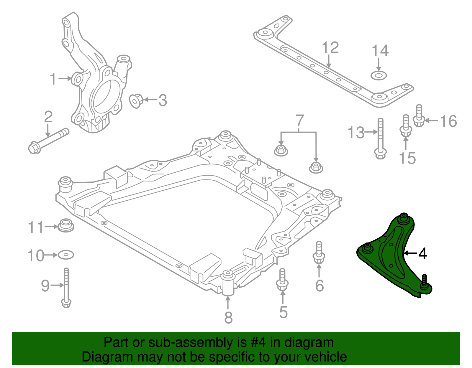 2013-2017 Nissan LEAF Lower Control Arm 54500-3NF0A | Nissan Parts Central
