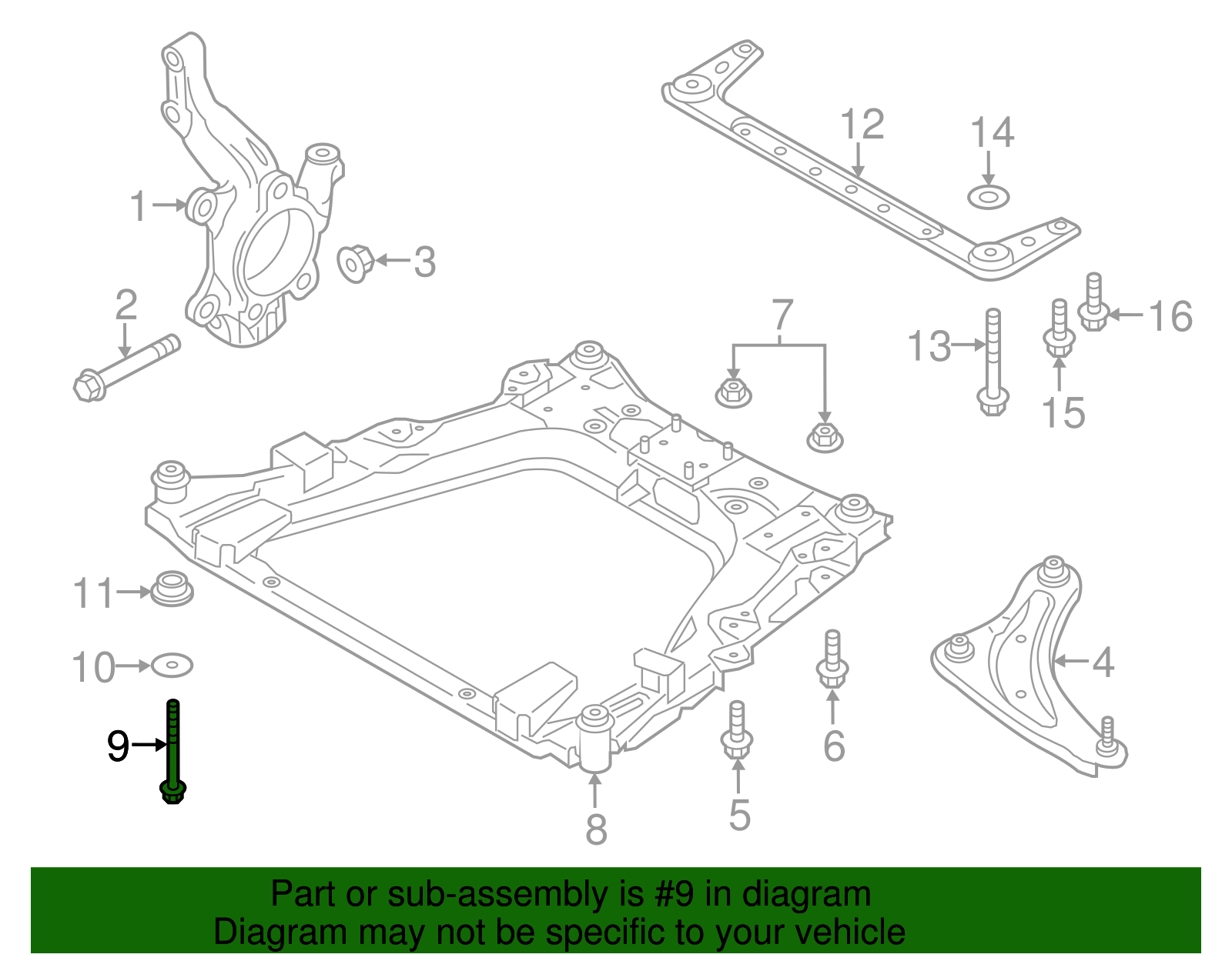 54459-JJ40A - Suspension Cross-Member Mount Bolt 2011-2019 Nissan LEAF ...