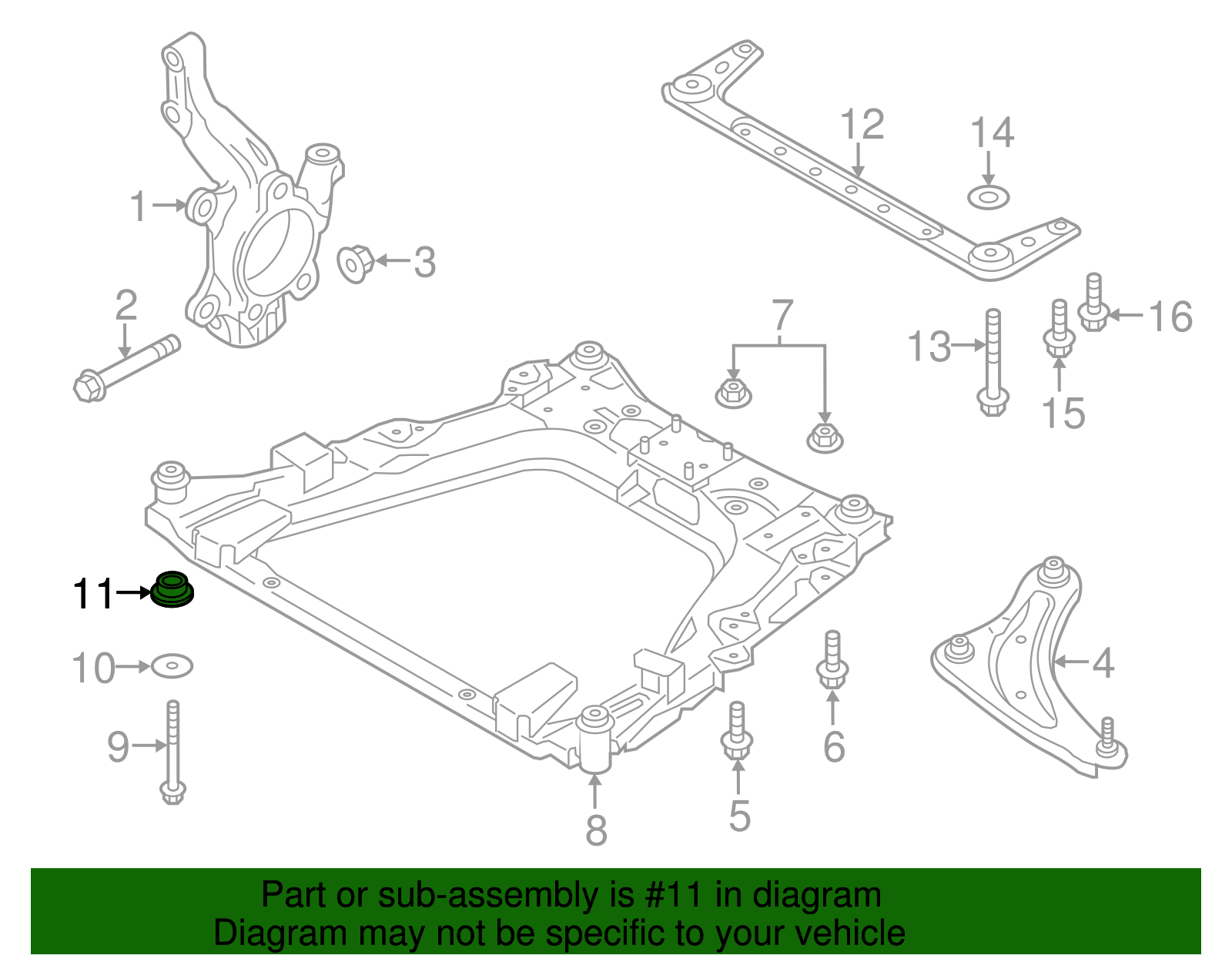 2011-2023 Nissan Engine Cradle Stopper 54464-CY00B | Bill Kay Nissan Parts