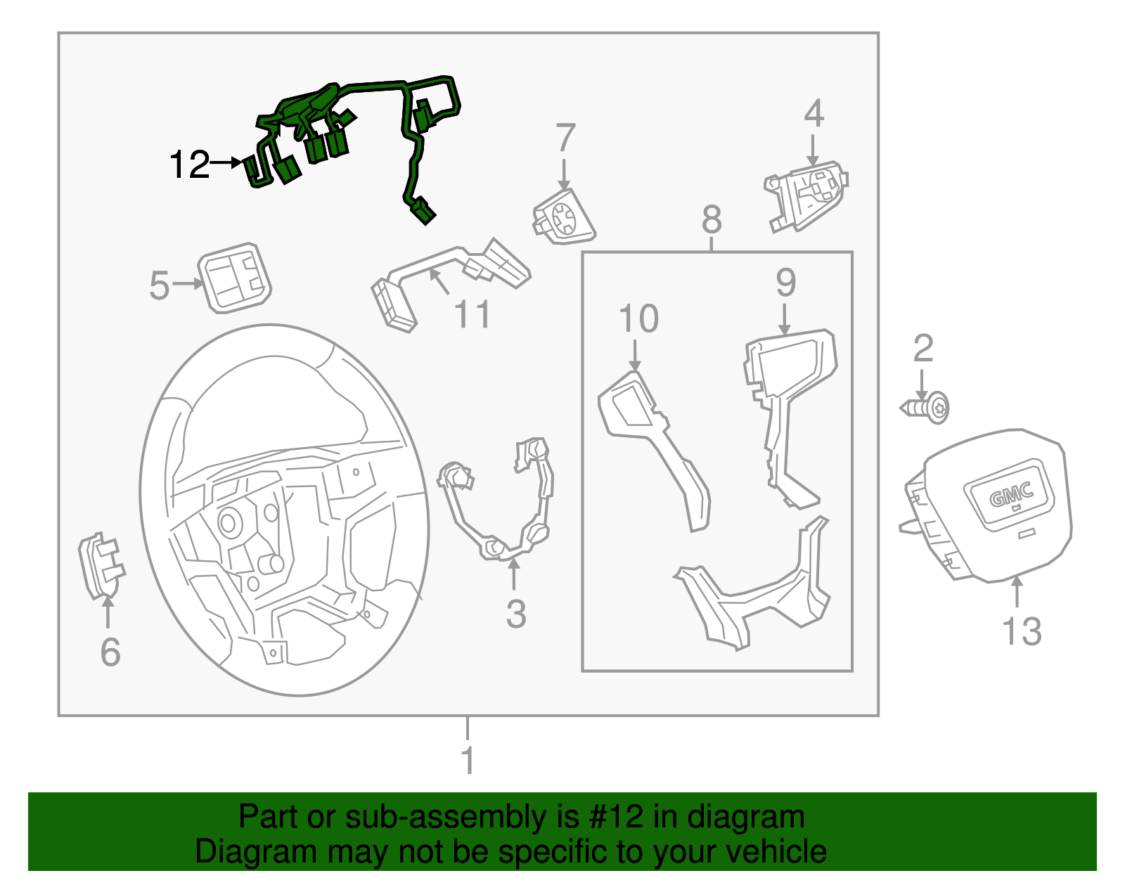 2017-2024 GM Steering Wheel Horn Switch Wiring Harness 84653185 ...