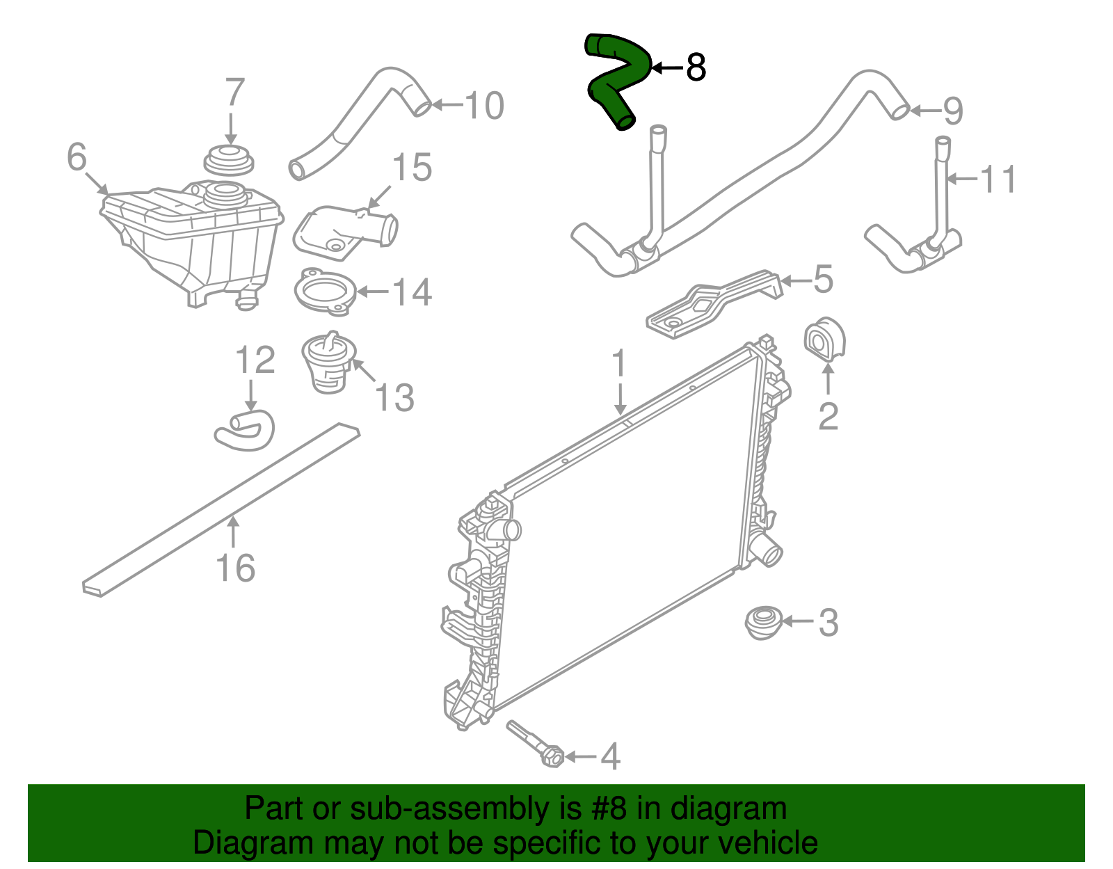 2006-2011 Ford Upper Hose 6W1Z-8260-AA | Awesome Parts Ford
