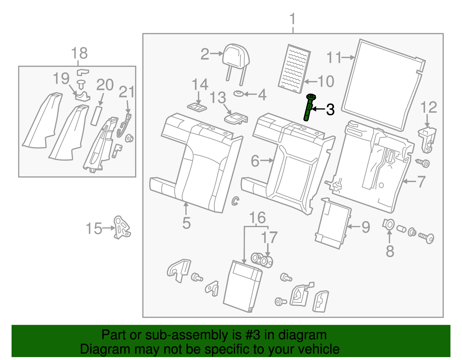 2010-2020 GM Dark Titanium Rear Seat Head Restraint Guide 20768702 ...