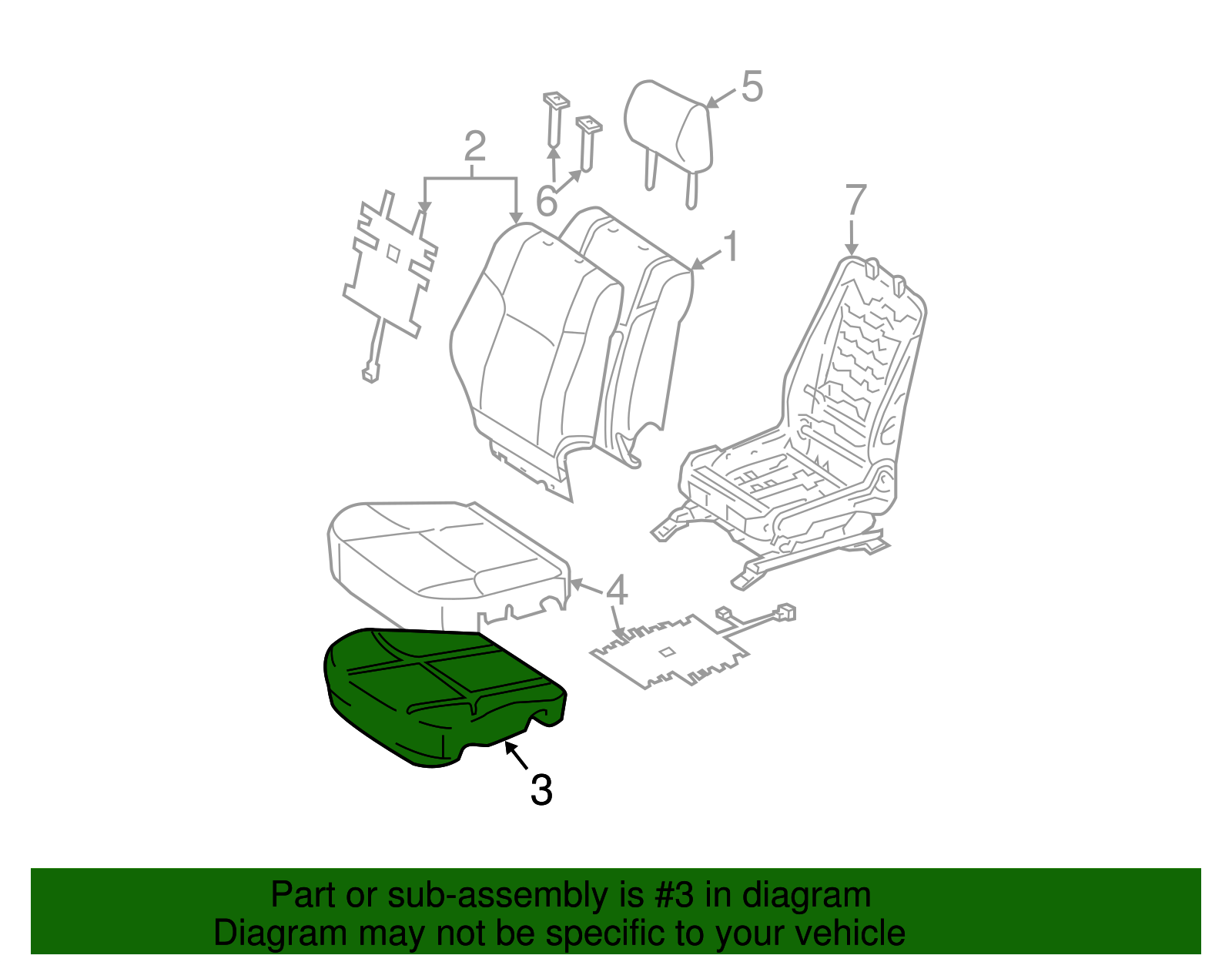 Genuine Toyota Seat Cushion Pad part# 71501-35080 for 2003-2009 Toyota ...