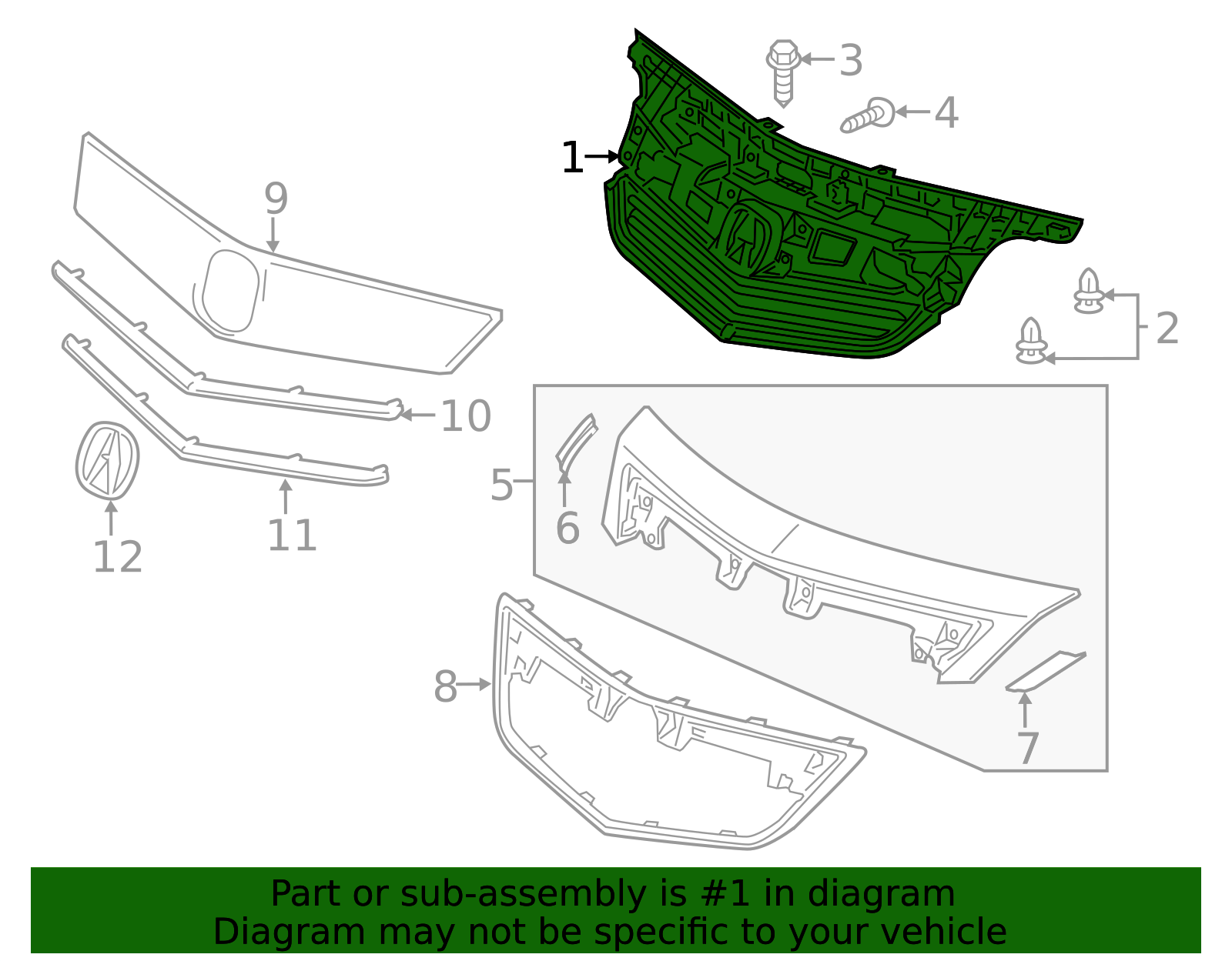 75101-TK4-A11 - High-Quality Grille for 2012-2014 Acura TL | AutoNation ...