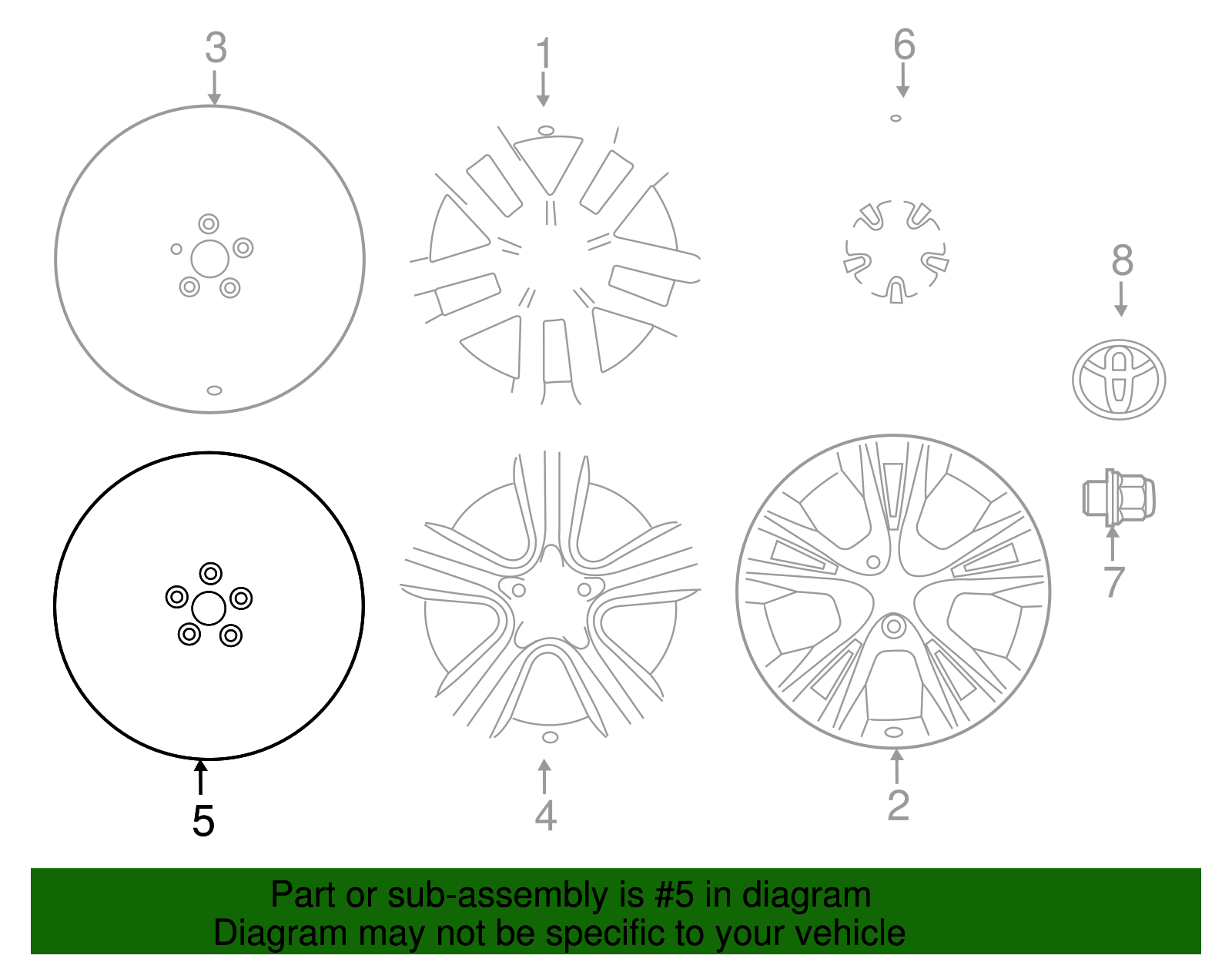 2017-2019 Toyota Highlander Wheel Alloy 19 Inch 42611-0E470 | Toyota ...