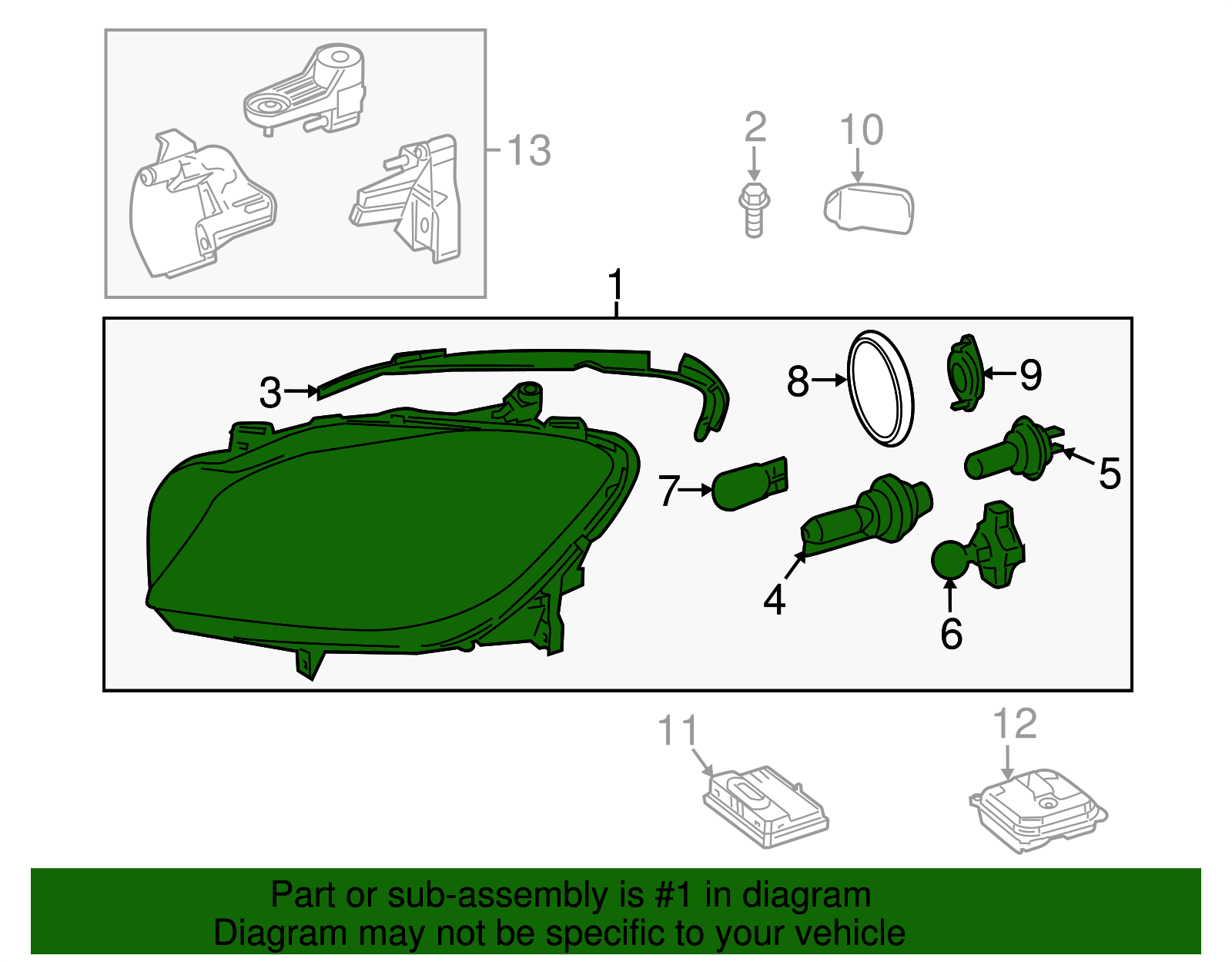 166-820-52-59 - Composite Headlamp - Left 2012-2015 Mercedes-Benz ...