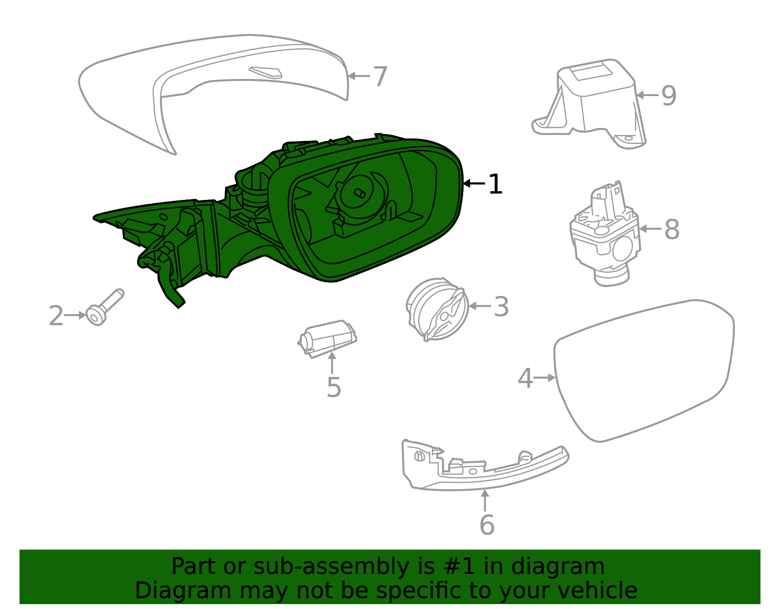 LR096659 - Mirror Assembly 2018-2019 Land Rover Range Rover Evoque ...
