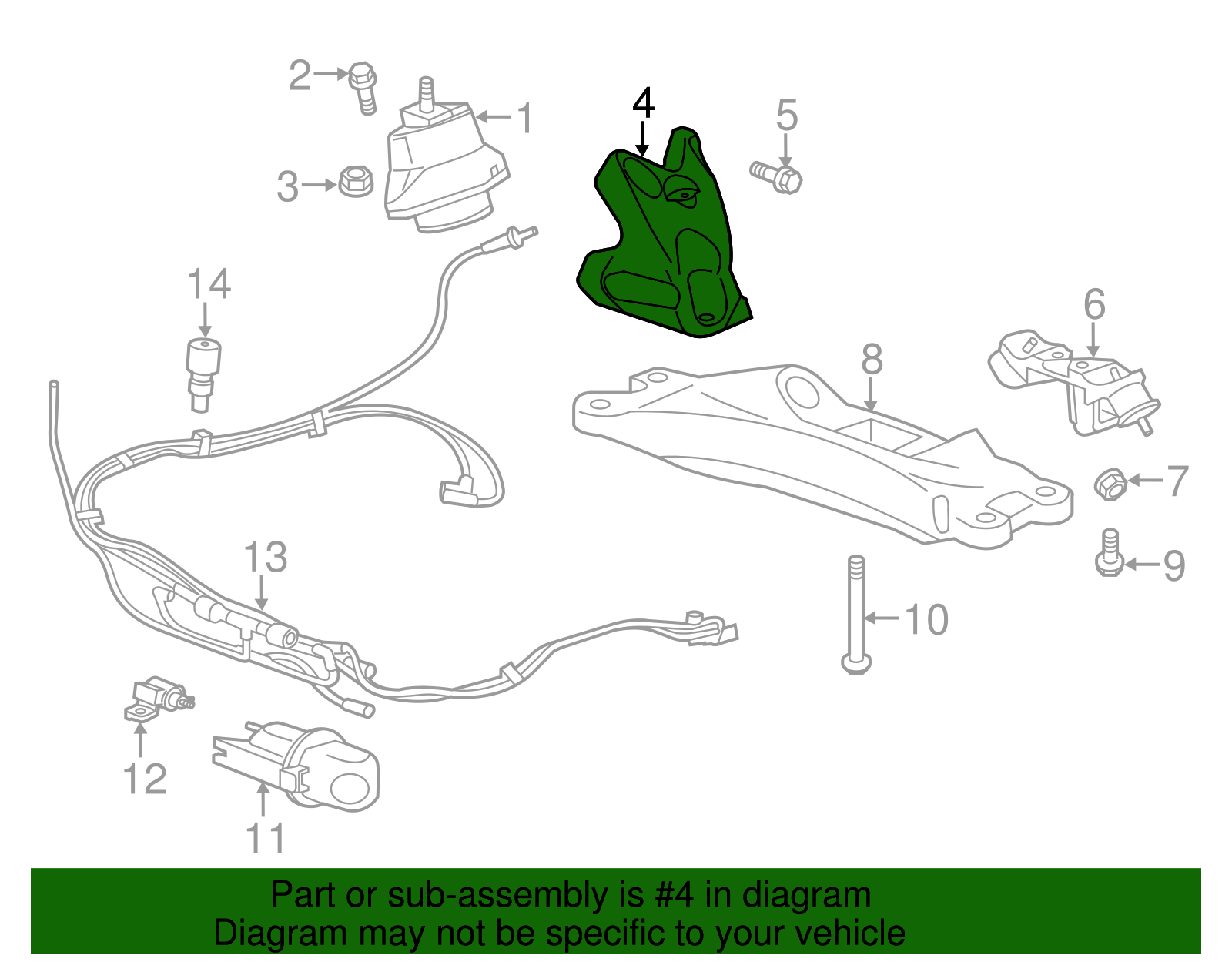 2016-2019 Cadillac Passenger Side Engine Mount Bracket 23334782 ...