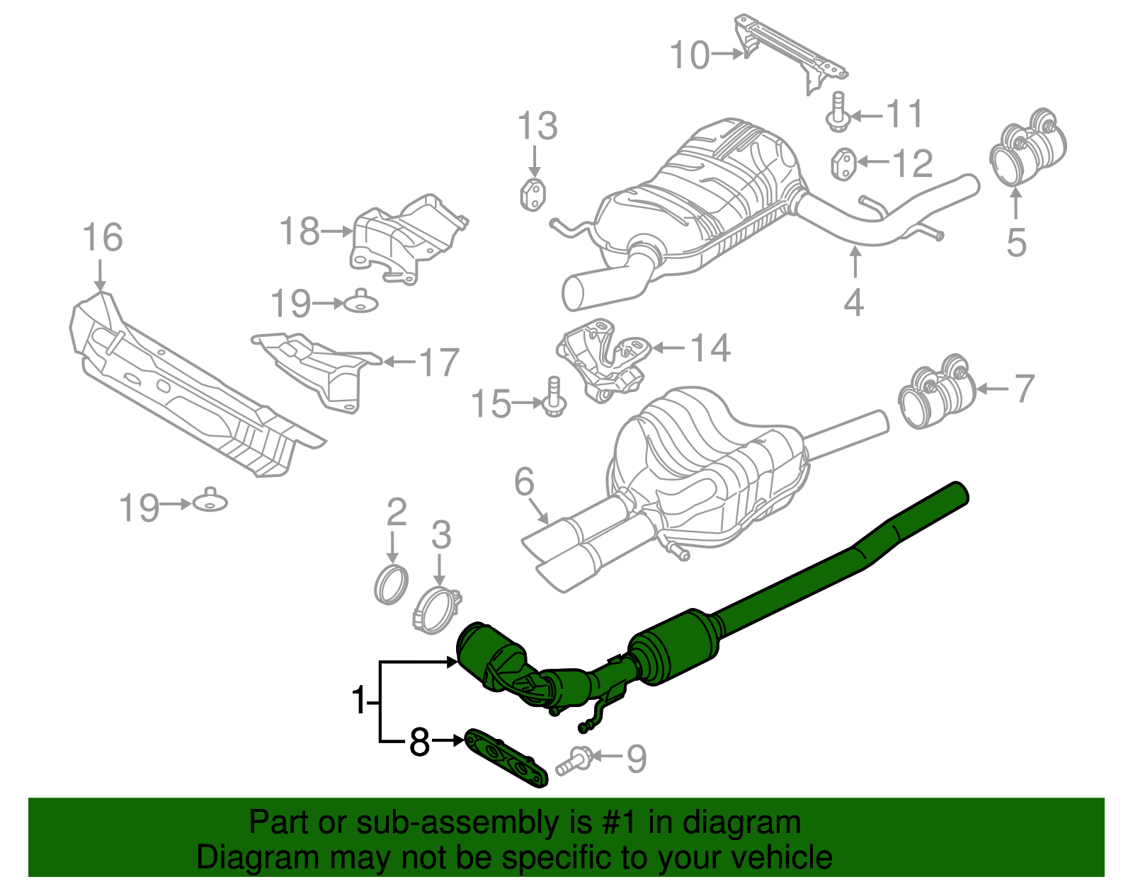 2013-2018 Volkswagen Catalytic Converter 5C0-253-059-BC | VW Direct ...