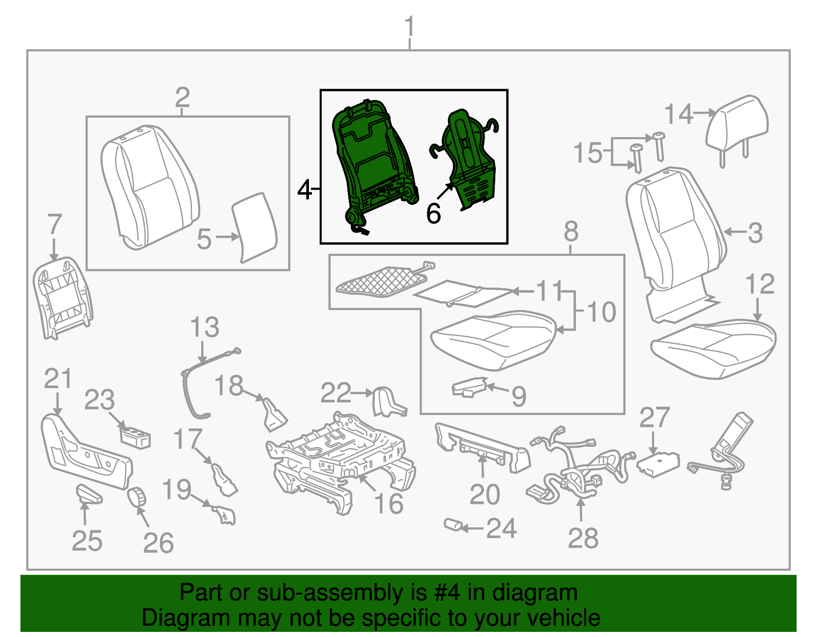 GM 25969253 Driver Seat Back Frame | Genuine GM & AC Delco OEM Parts ...