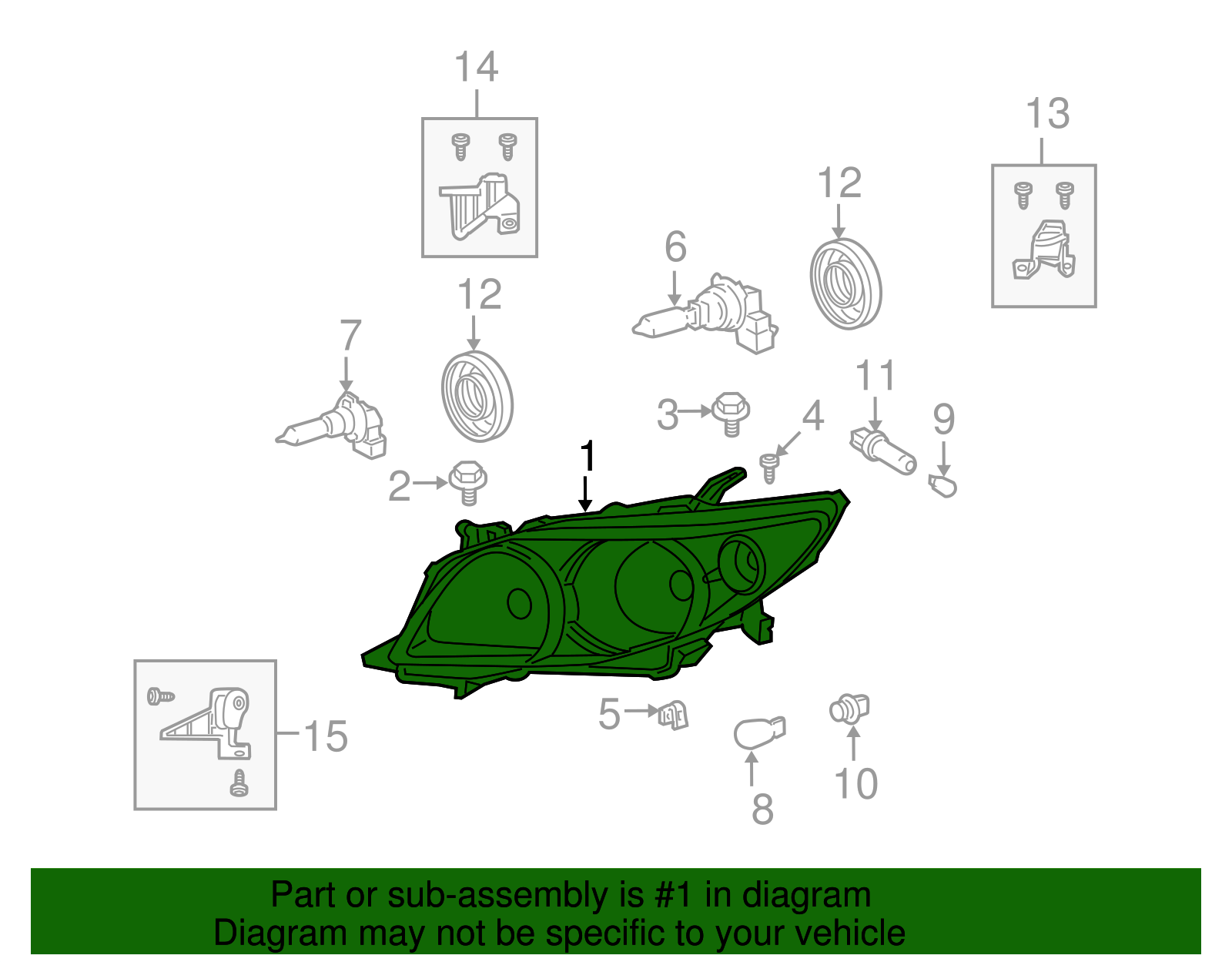 2009-2010 Toyota Corolla Headlamp Assembly - PASSENGER SIDE 81130-12C20 ...