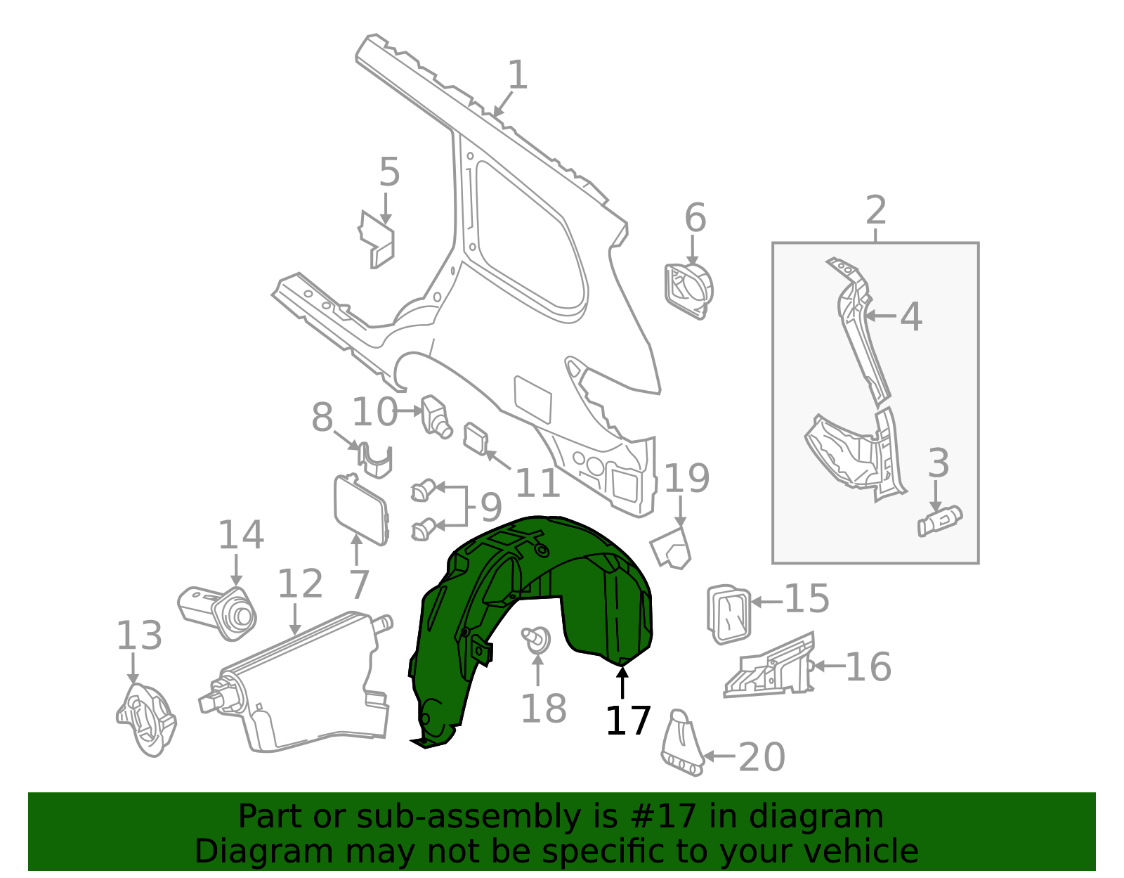 76748-9PF0A - Quarter Panel Splash Shield 2013-2018 Nissan Pathfinder ...