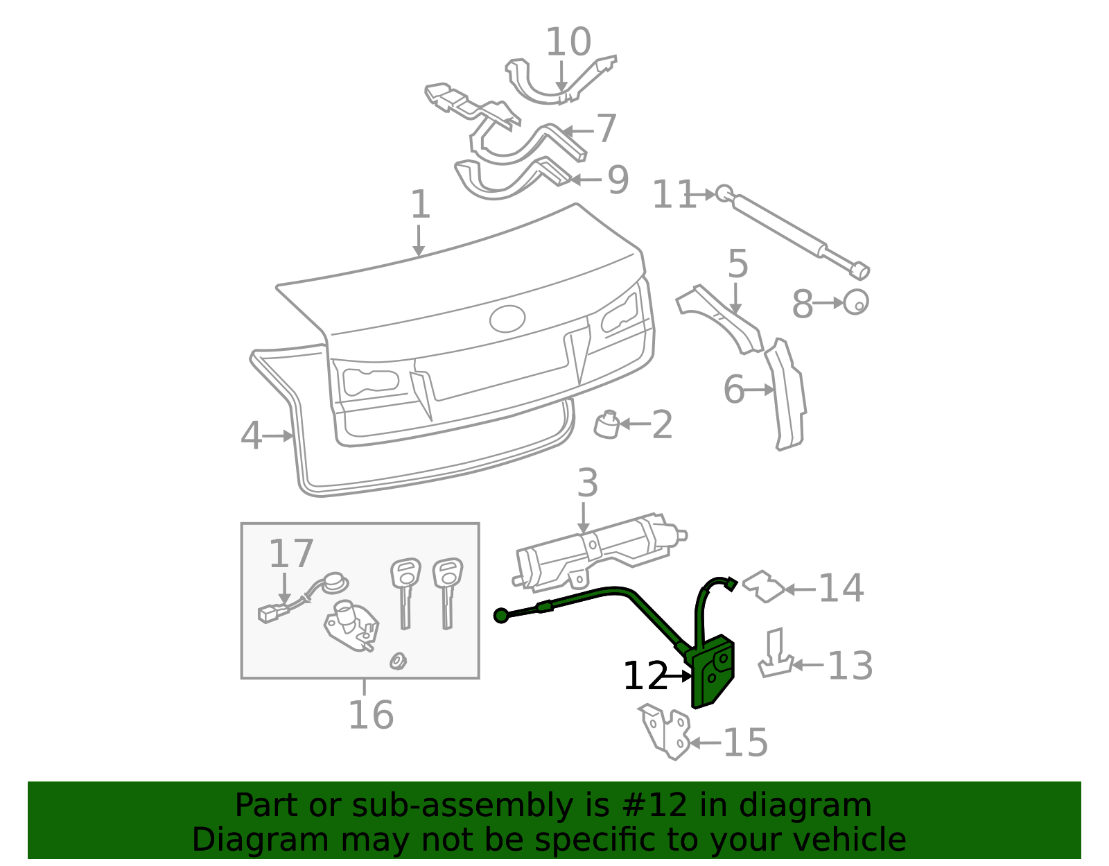 64600-53060 - High-Quality Deck Lid Latch for 2006-2014 Lexus ...