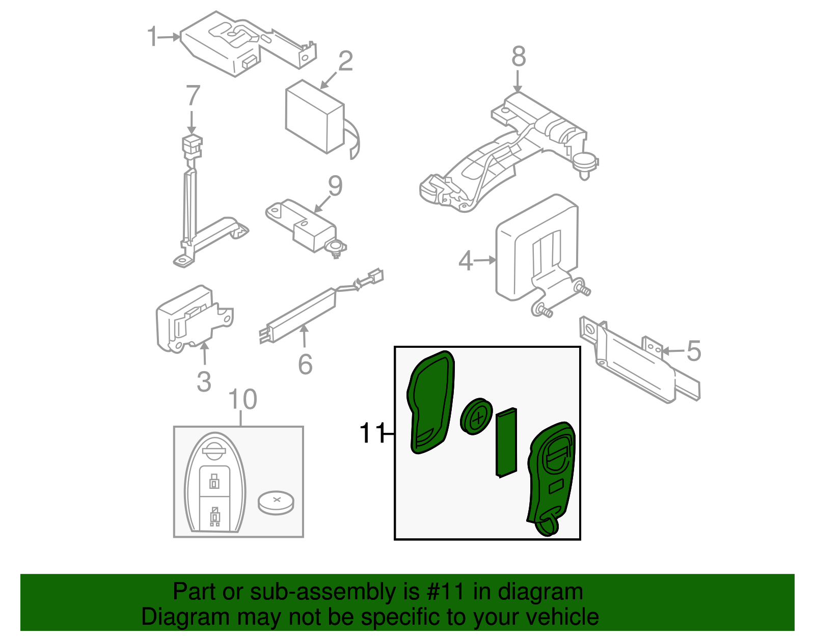 2012-2019 Nissan Remote Control Key Fob - Sedan 28268-1HJ1A | Nissan ...