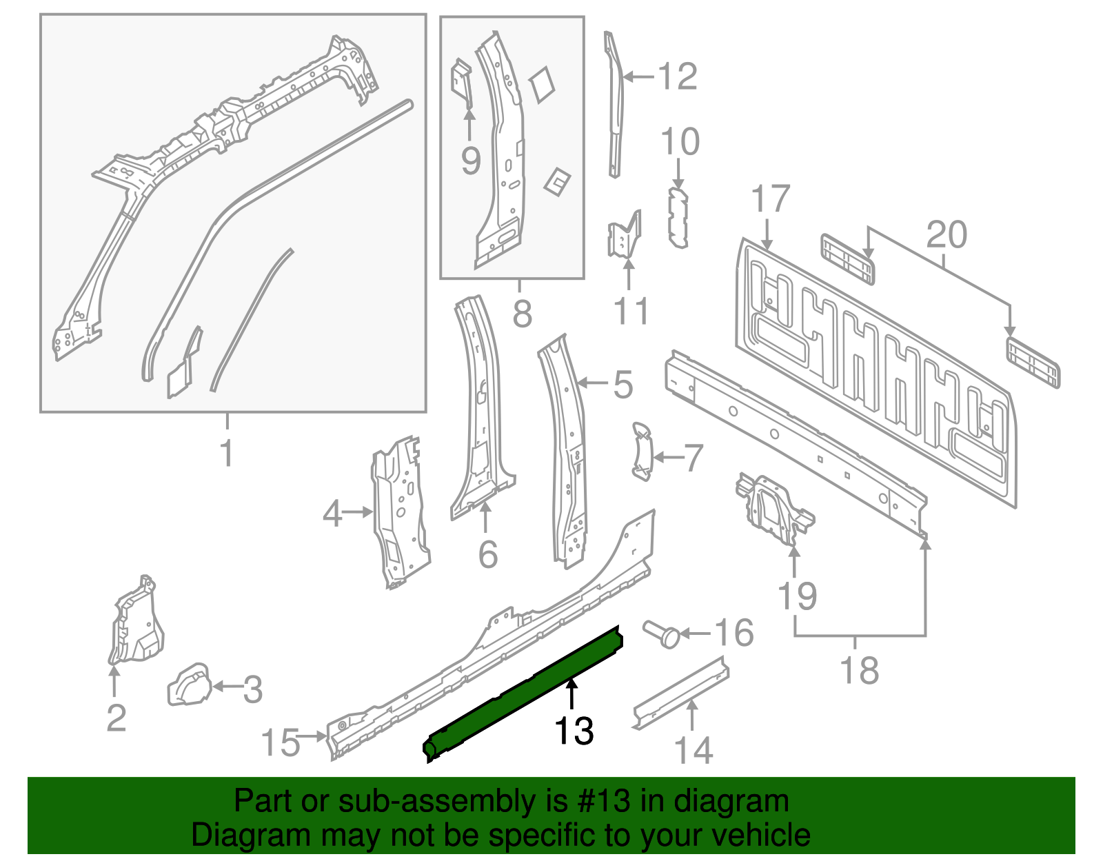 2015-2025 Ford | Rocker Reinforced | FL3Z-1610142-A | Walls' Ford Parts