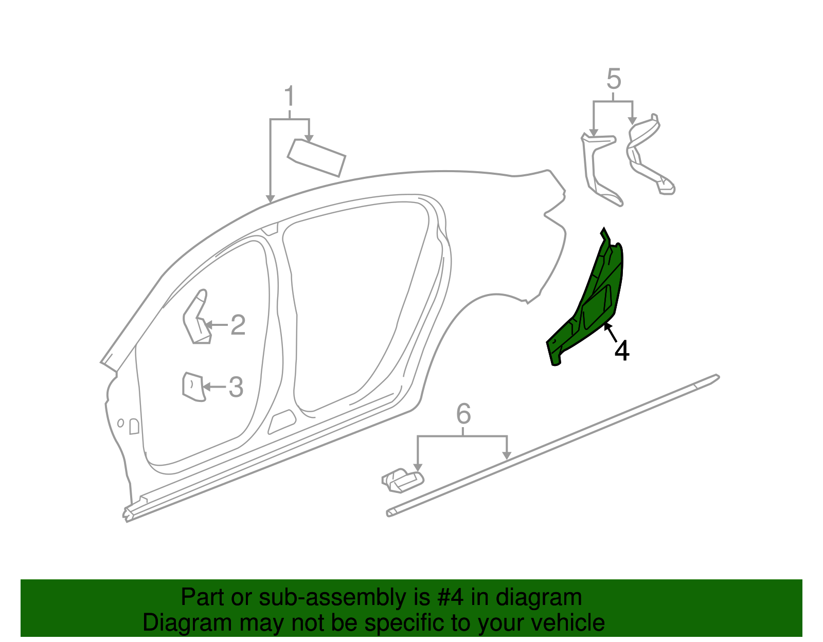 2010-2016 Buick LaCrosse Driver Side Body Side Outer Panel Lower Filler ...