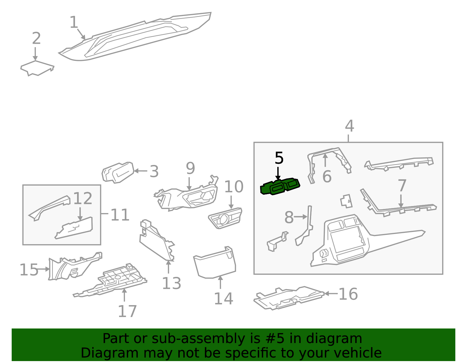 Genuine Official Toyota Dashboard Air Vent part# 55670-47190 for 2016 ...