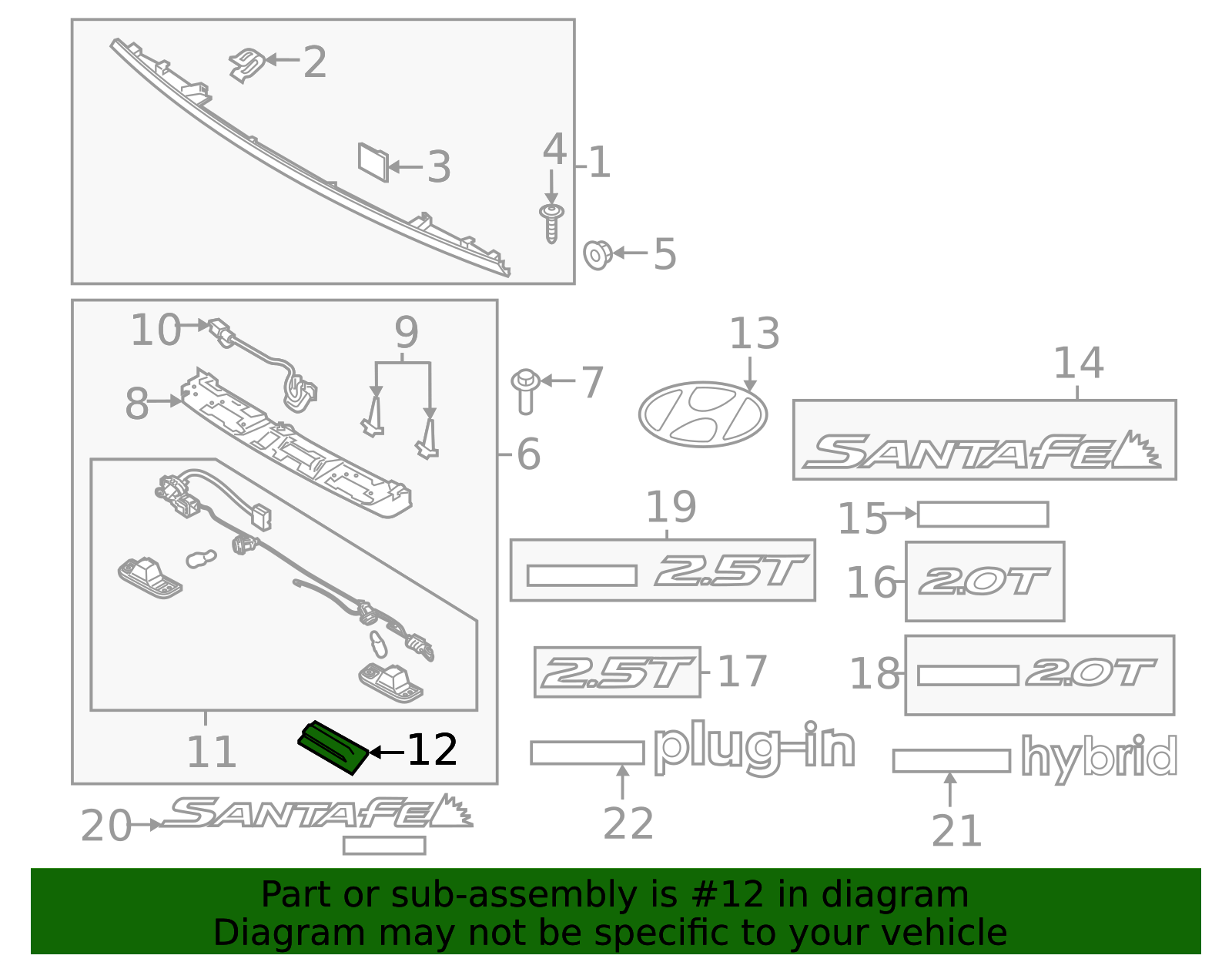 2019-2023 Hyundai Santa Fe Lift-Gate Pull Handle 81820-S1000-4X ...