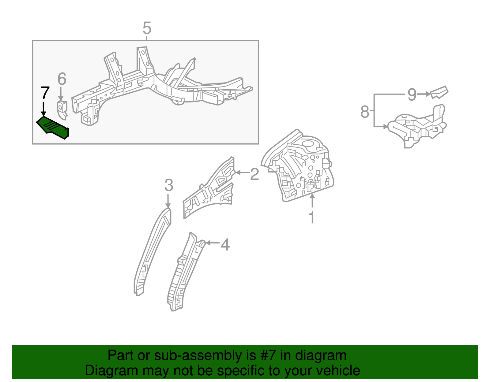 60923-TZ5-305ZZ - 2016-2024 Honda - Member L Front Side Frame (Lower ...