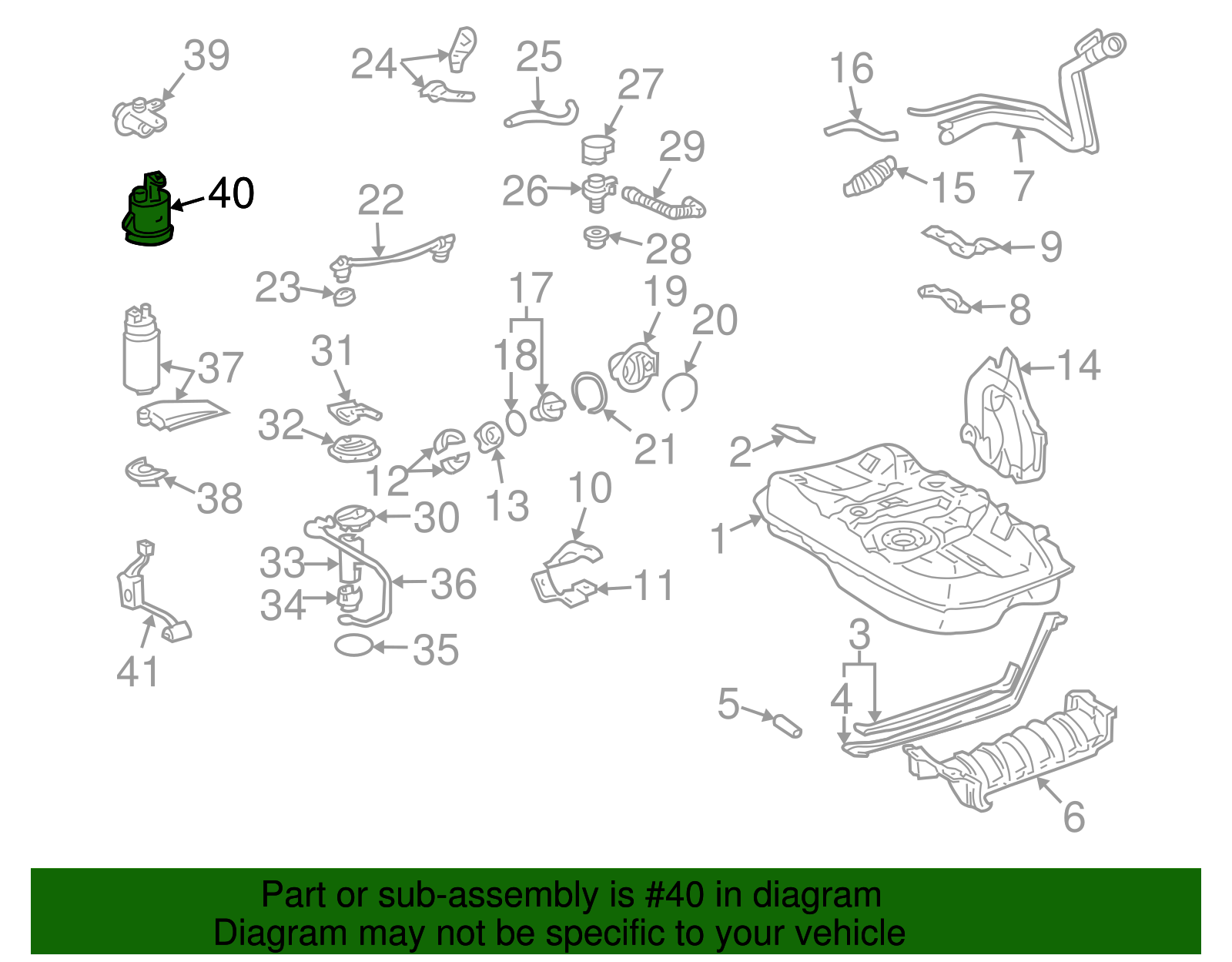 Genuine Toyota Fuel Filter part# 23300-20040 for 1998-2003 Toyota | Ourisman Toyota Parts ...