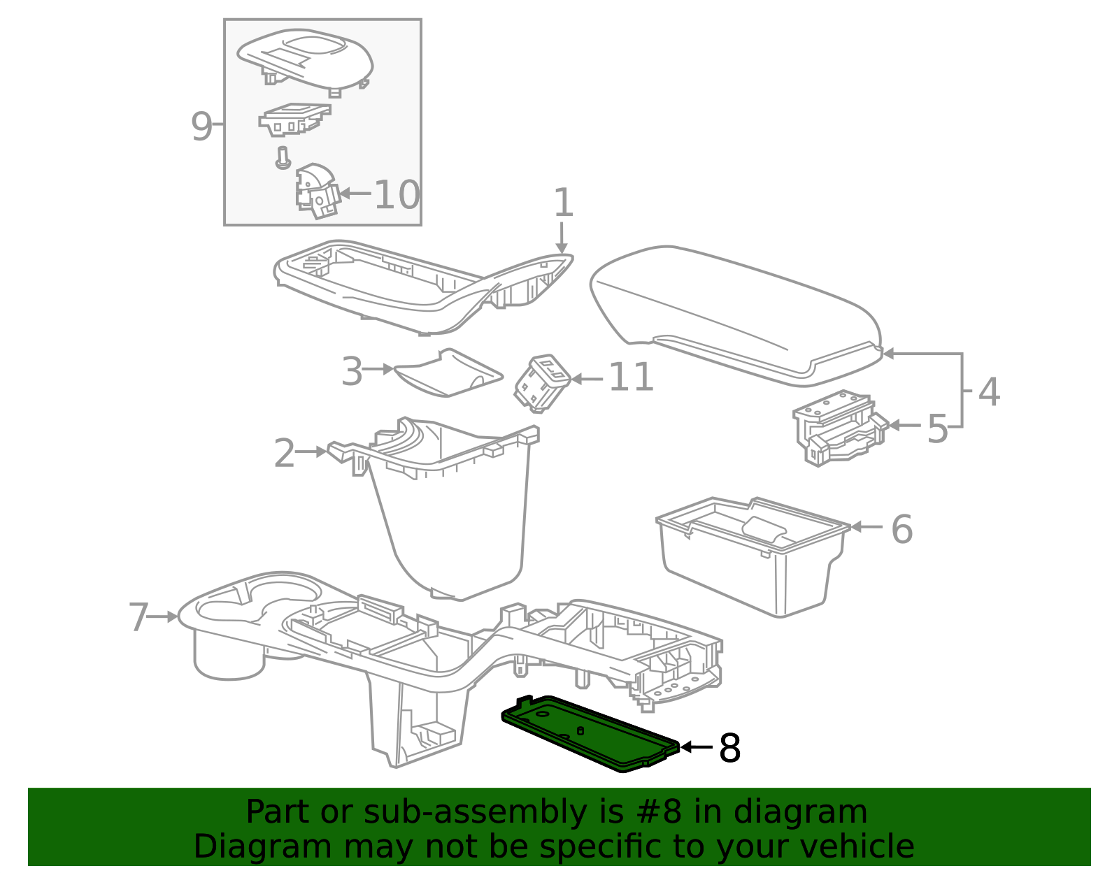 2017-2021 Chevrolet Bolt EV Jet Black Front Floor Console Compartment ...