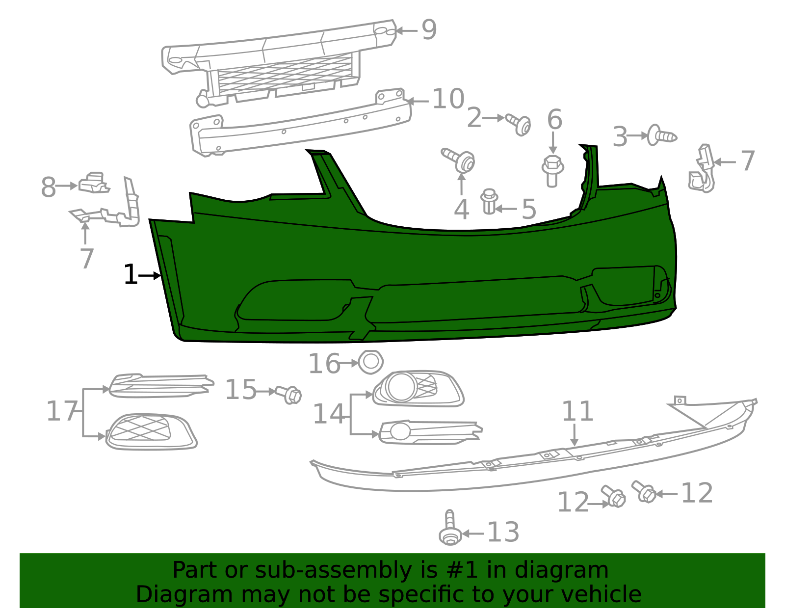 2011-2016 Chrysler Town & Country Bumper Cover 68088967AA | Mopar Parts ...