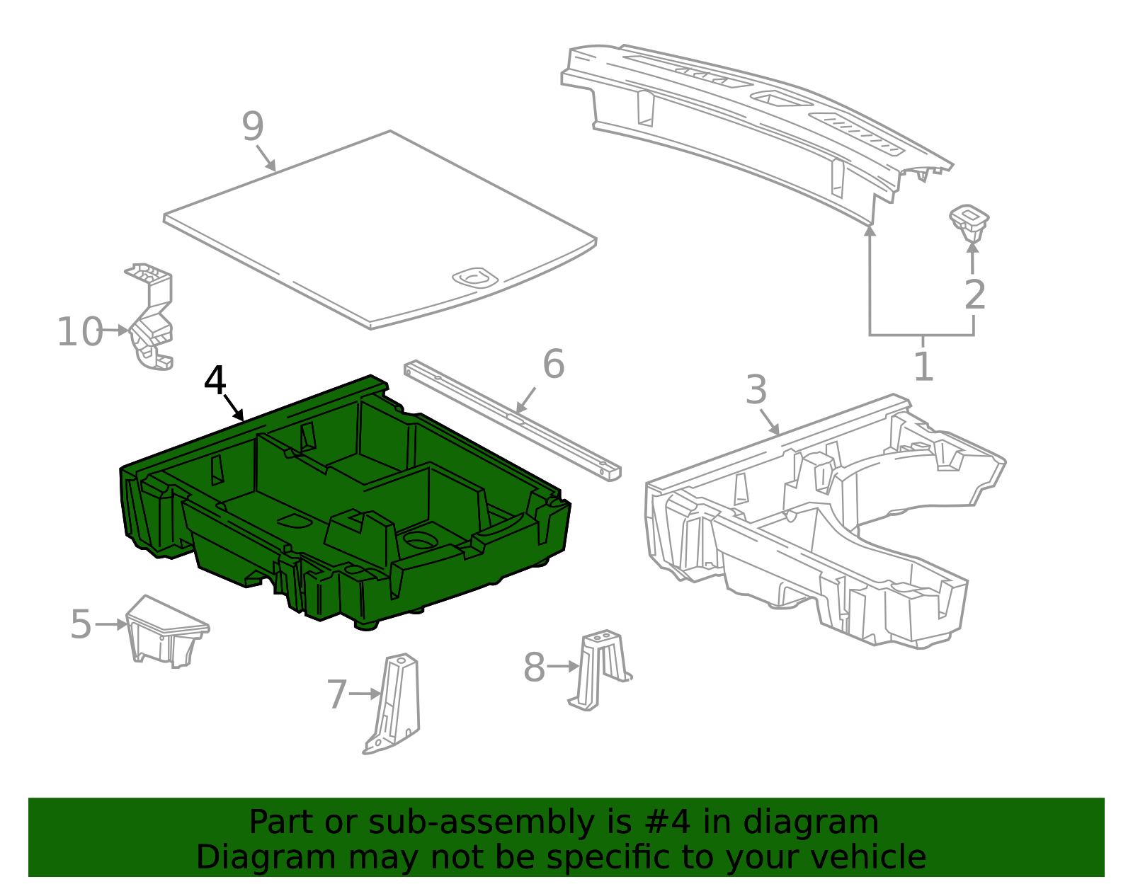 2017-2022 Cadillac XT5 Black Rear Compartment Floor Stowage Compartment ...