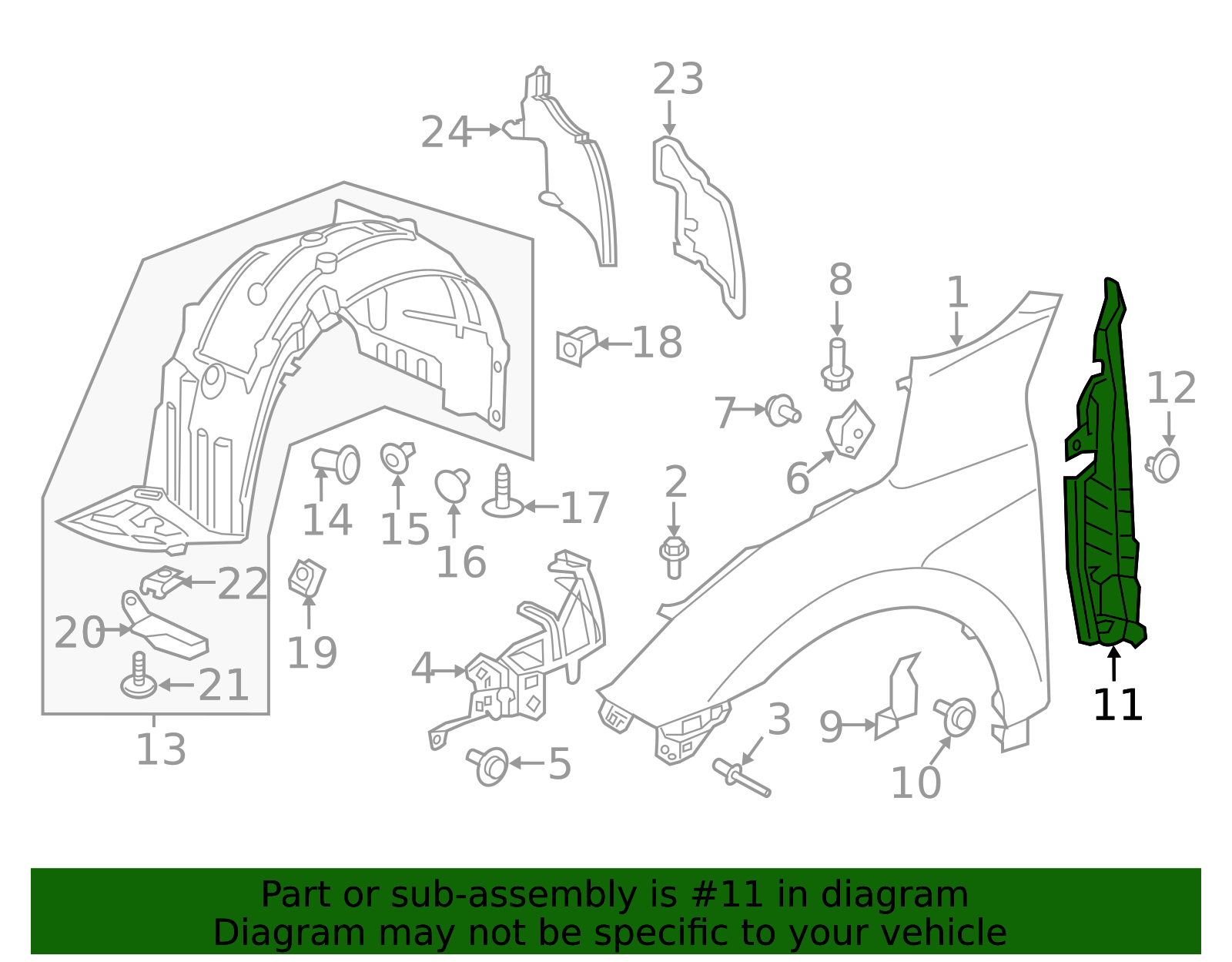 74155-TBA-A00 - 2016-2020 Honda Civic - Enclosure L Front Fender ...