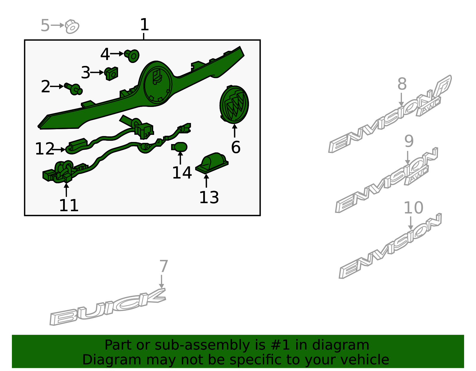 2019-2020 Buick Envision Bright Chrome Rear Closure Center Applique ...