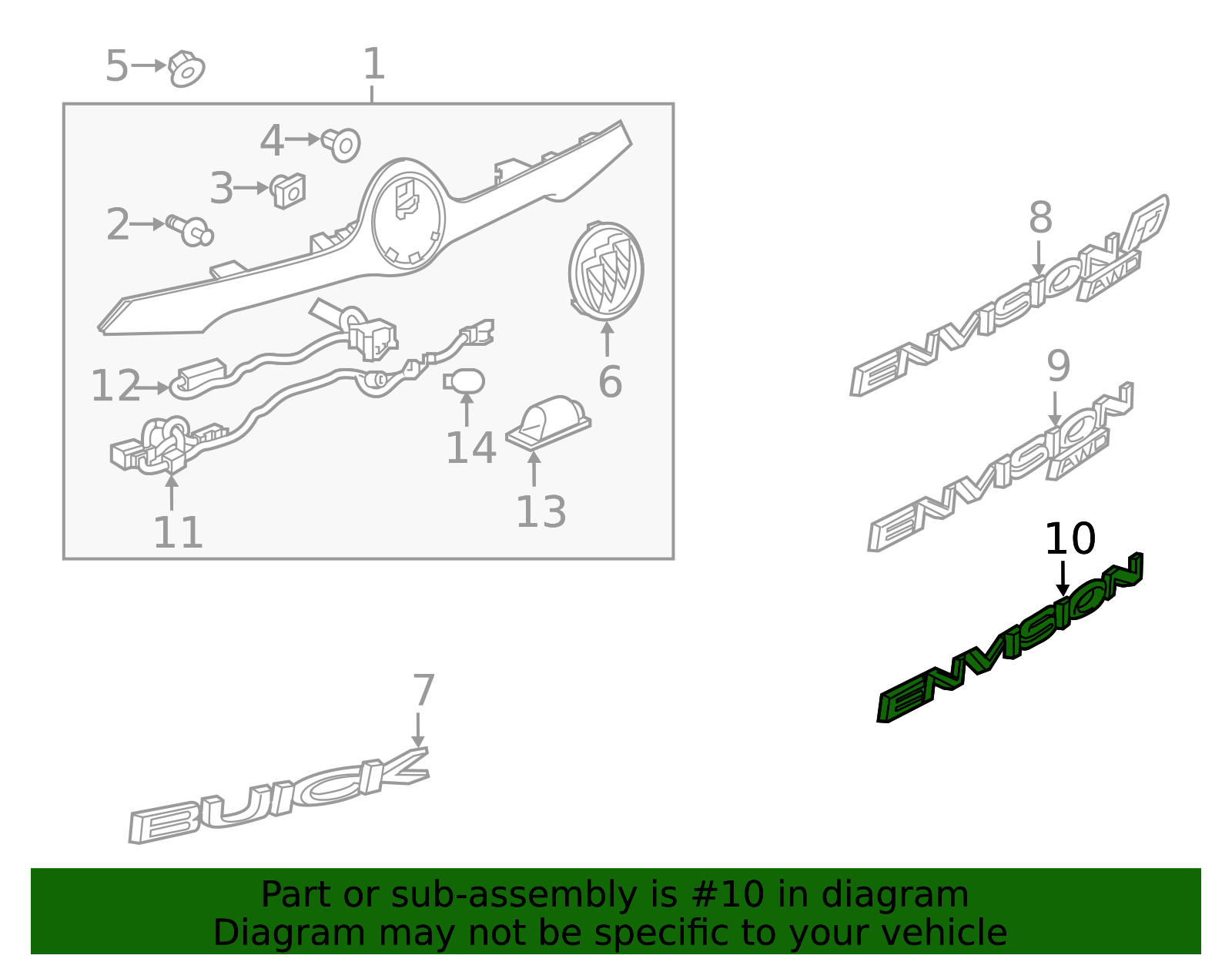 2019-2021 Buick Envision Liftgate Vehicle Name Plate 84392403 | Capital ...
