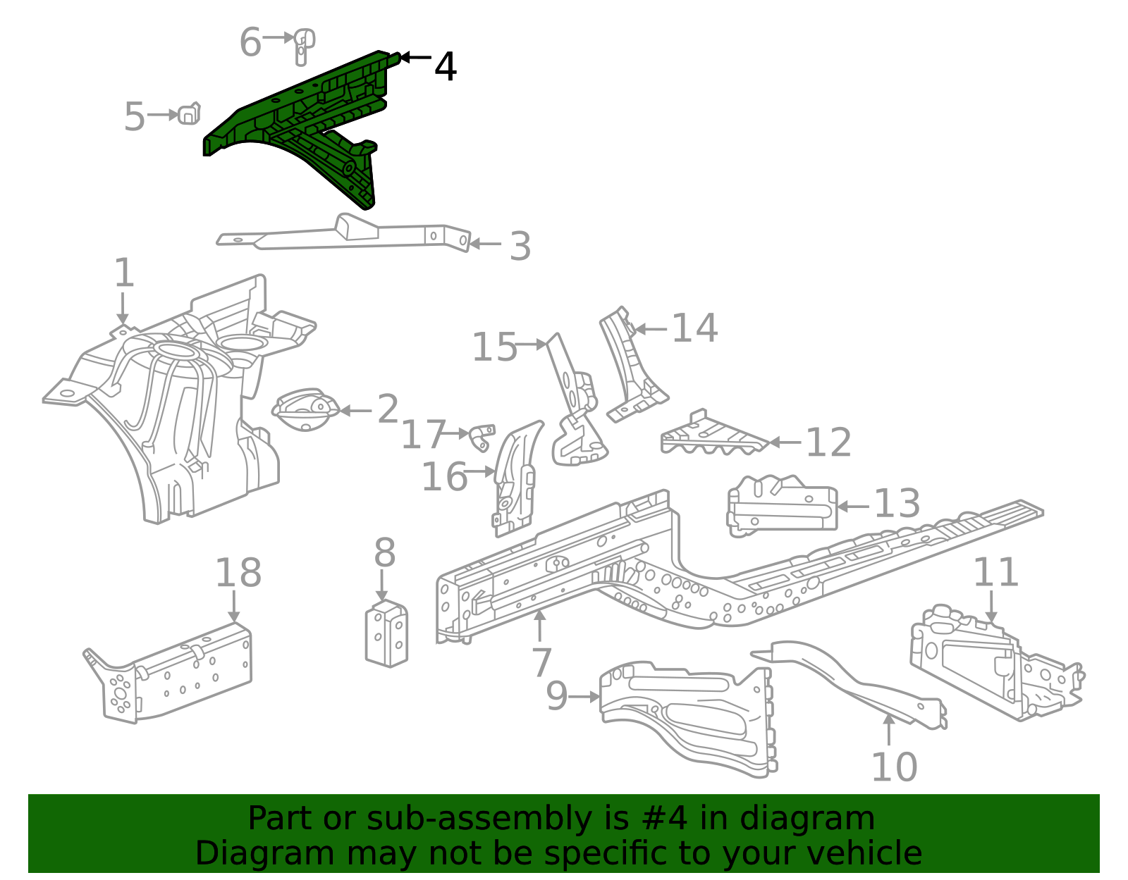 2020-2025 Cadillac CT5 Driver Side Front Compartment Upper Side Rail ...