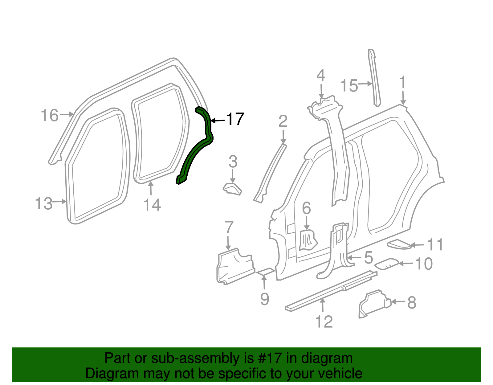 2002-2009 Chevrolet Trailblazer Driver Side Rear Door Rear Auxiliary ...